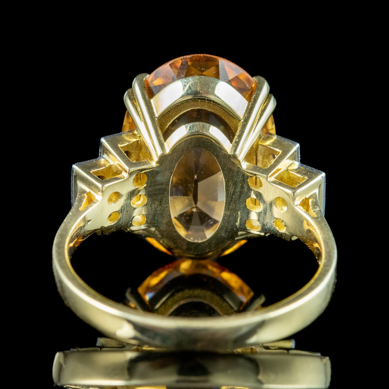 Art Deco Style Precious Topaz Diamond Ring 7ct Orange Topaz – Antique ...