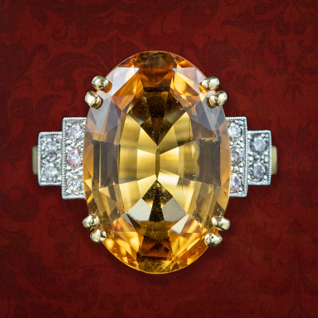 Art Deco Style Precious Topaz Diamond Ring 7ct Orange Topaz – Antique ...