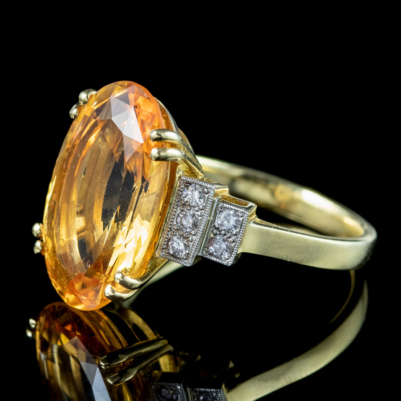 Art Deco Style Precious Topaz Diamond Ring 7ct Orange Topaz – Antique ...