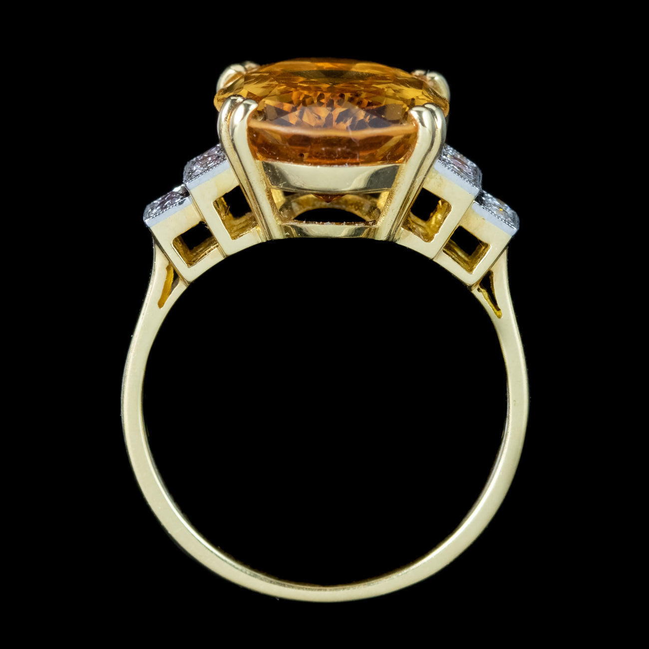 Art Deco Style Precious Topaz Diamond Ring 7ct Orange Topaz – Antique ...