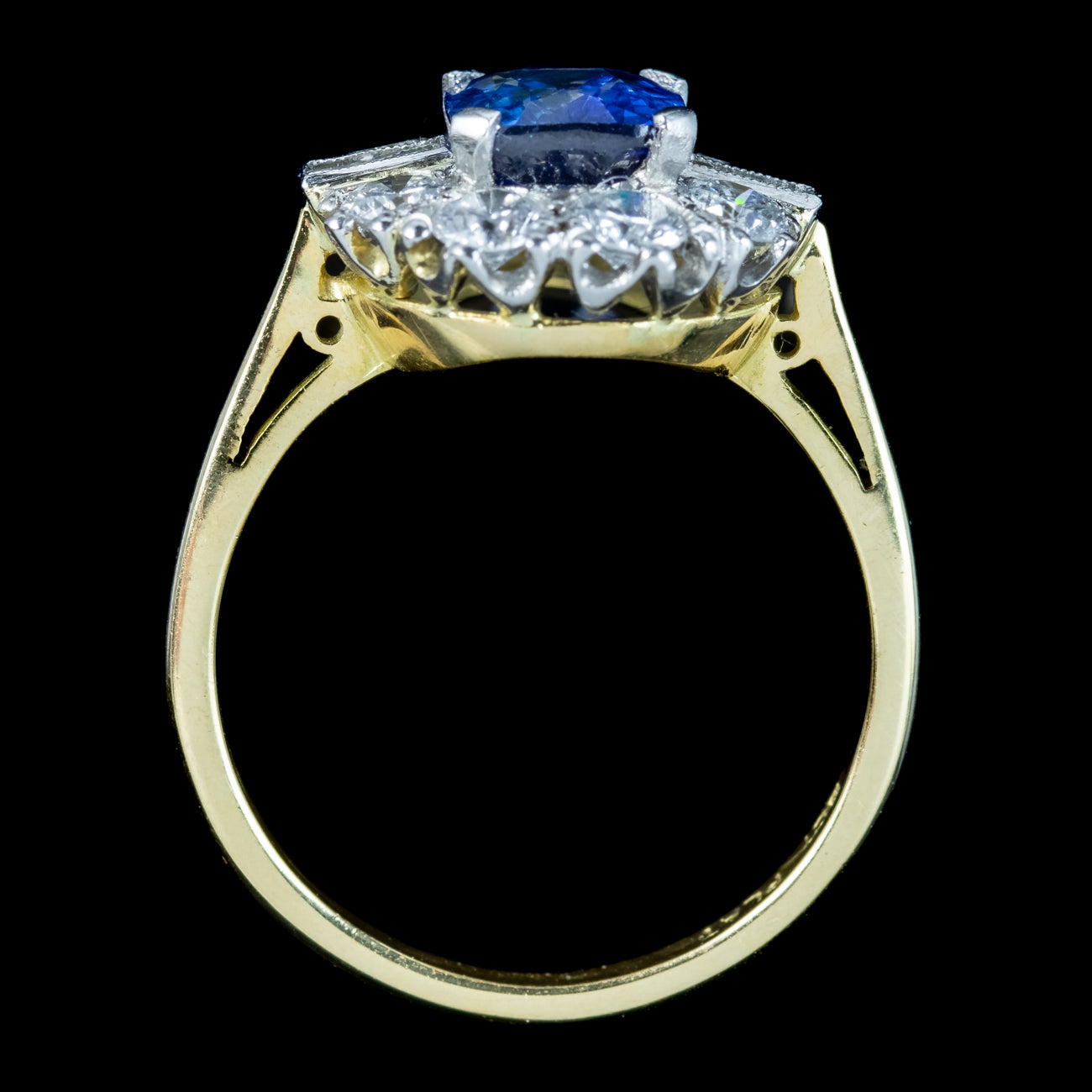Art Deco Style Sapphire Diamond Cluster Ring 2ct Blue Sapphire – Antique Jewellery Online