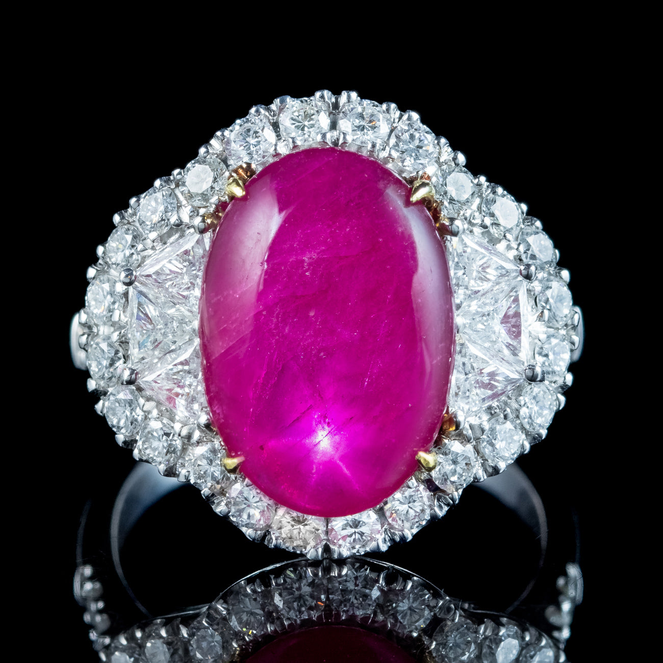 Vintage Star Ruby Diamond Cluster Ring 5.5ct Ruby – Antique Jewellery ...