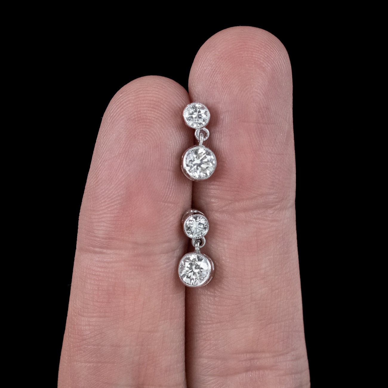 Art Deco Style Diamond Drop Stud Earrings 18ct Gold 0.80ct Diamond ...