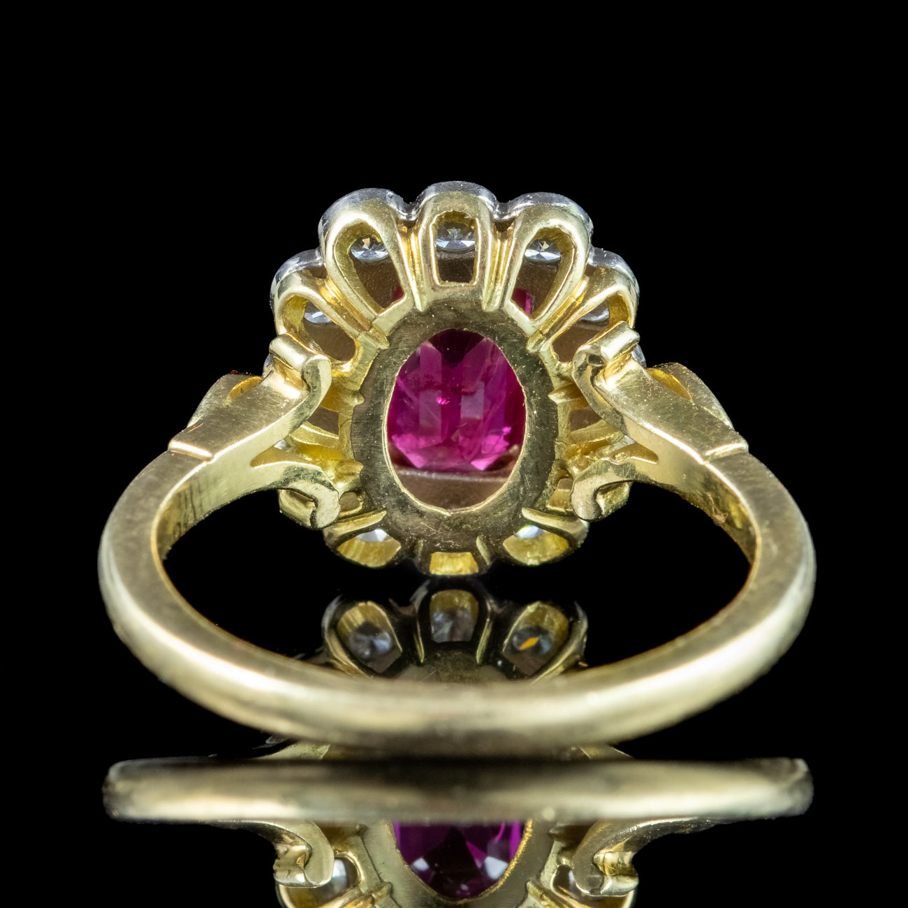 Edwardian Style Ruby Diamond Cluster Ring 0.75ct Ruby – Antique ...