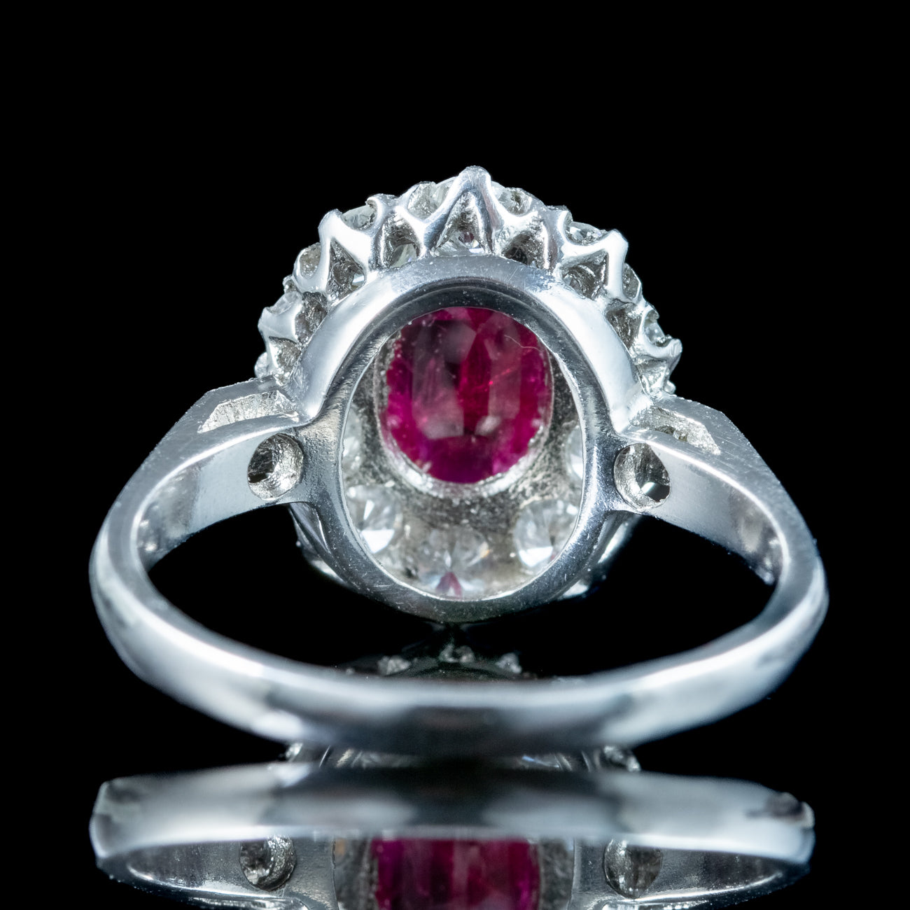 Edwardian Style Ruby Diamond Cluster Ring 1.5ct Ruby – Antique Jewellery Online