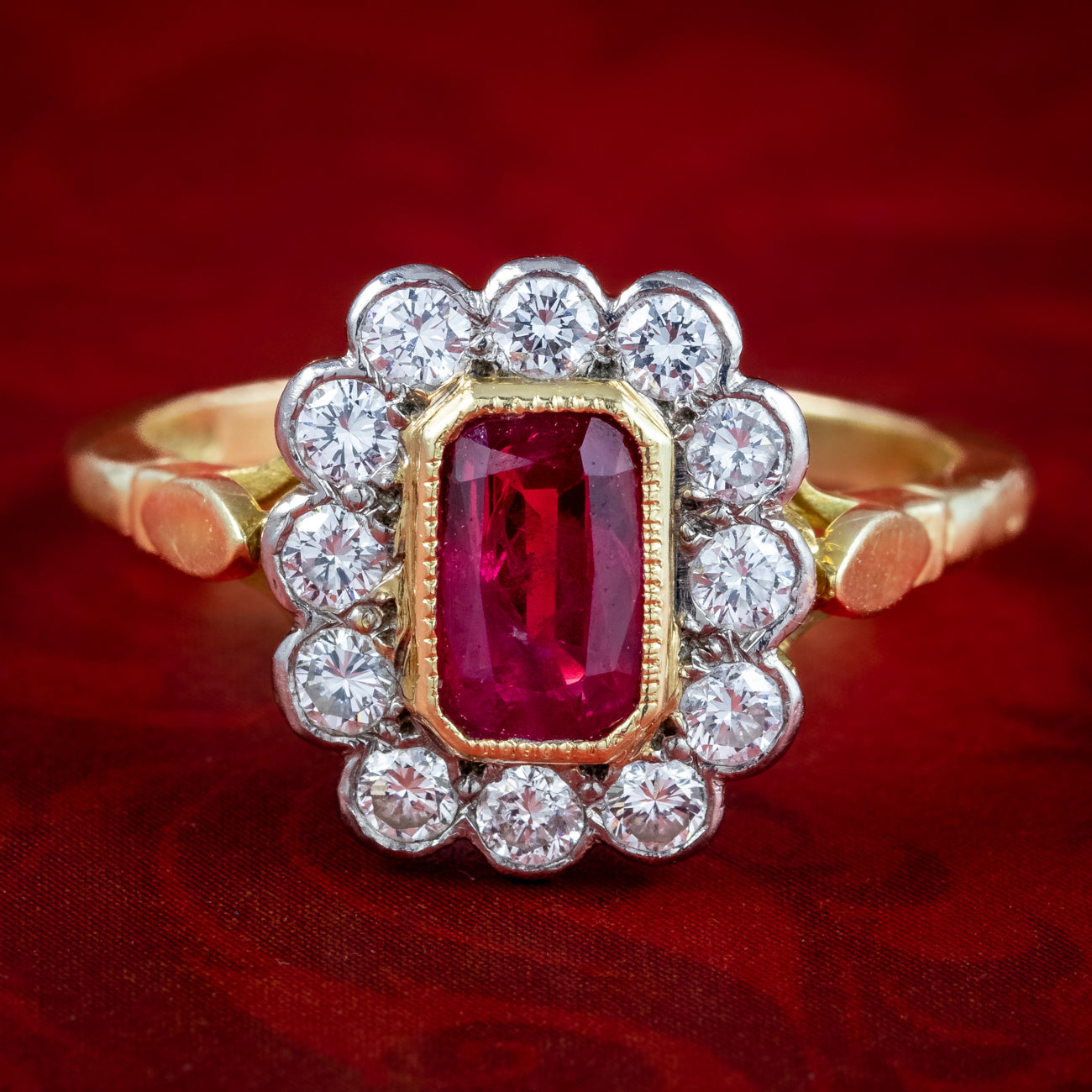 Edwardian Style Ruby Diamond Cluster Ring 0.75ct Ruby – Antique ...