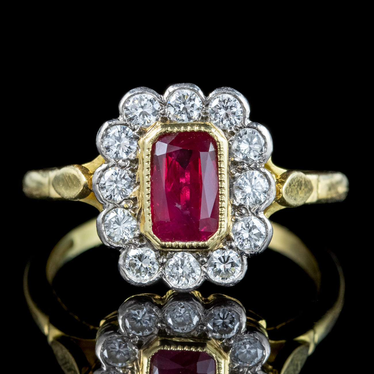 Edwardian Style Ruby Diamond Cluster Ring 0.75ct Ruby – Antique ...