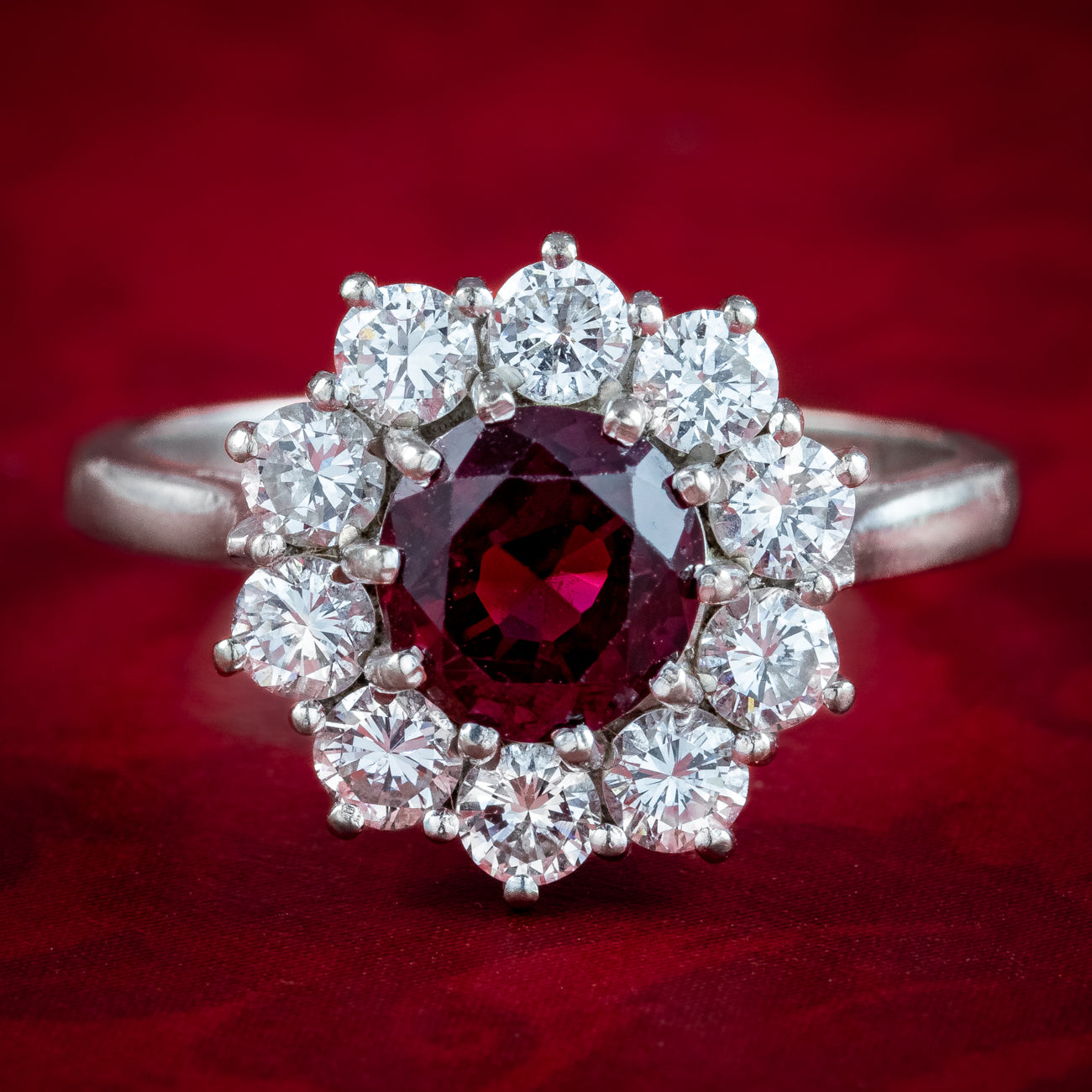 Vintage Ruby Diamond Daisy Cluster Ring 1ct Ruby – Antique Jewellery Online