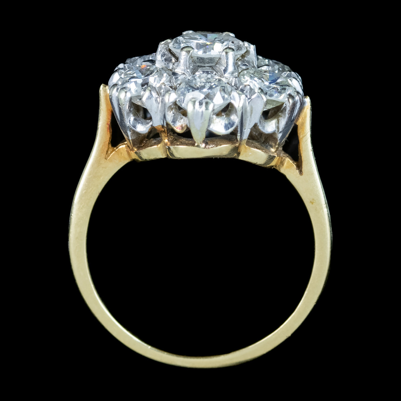 Vintage Diamond Cluster Ring 2.5ct Total – Antique Jewellery Online