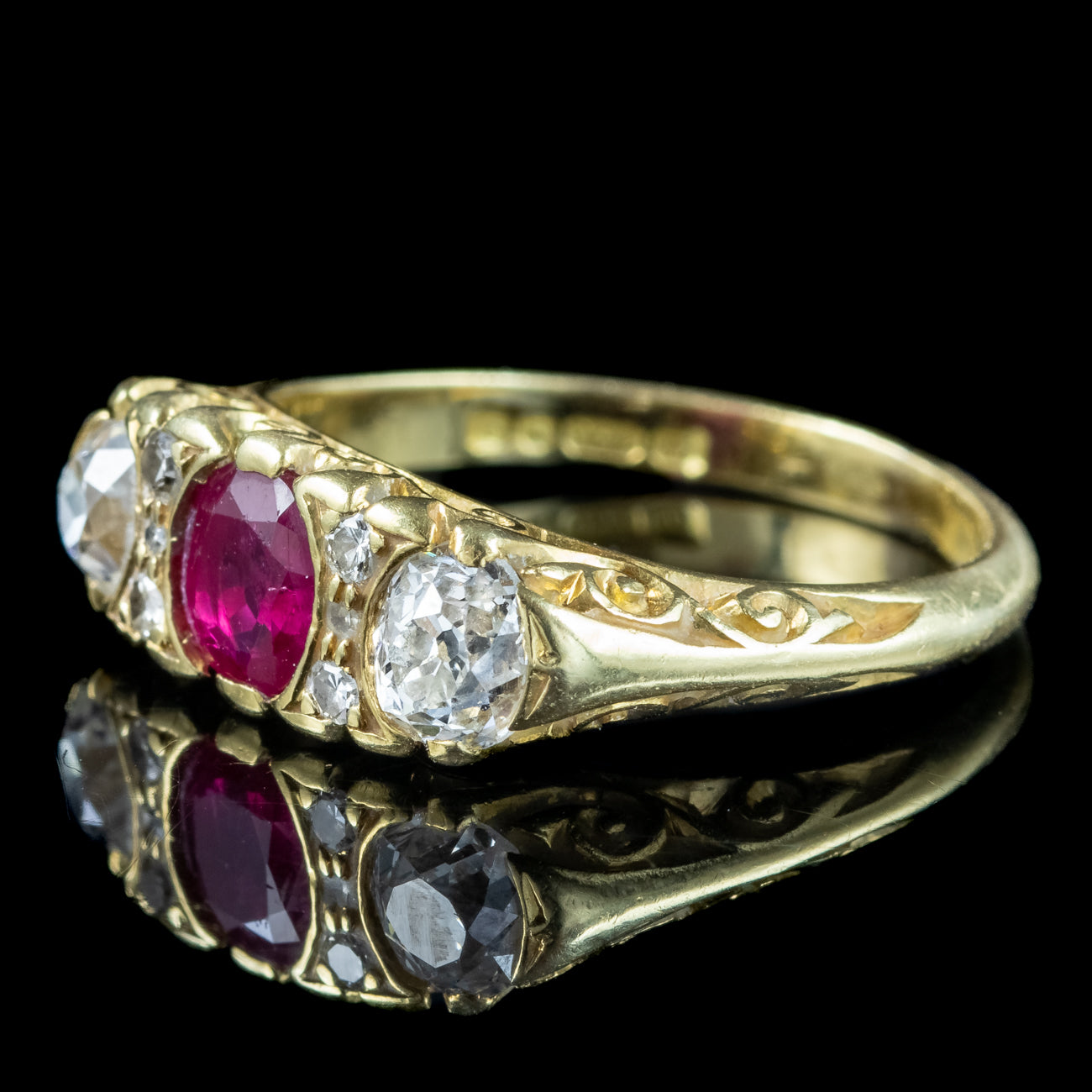 Vintage Ruby Diamond Ring 0.65ct Ruby Dated 1978 – Antique Jewellery Online