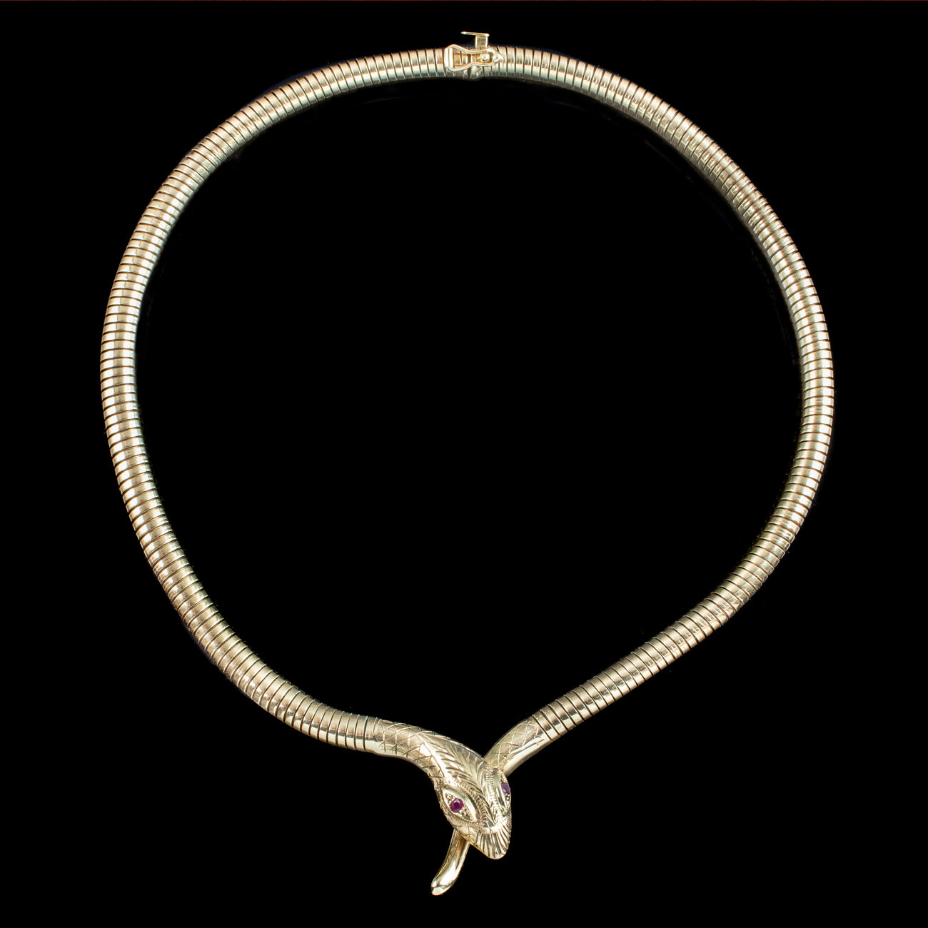 Vintage Snake Collar Necklace Ruby Eyes 9ct Gold – Antique Jewellery Online