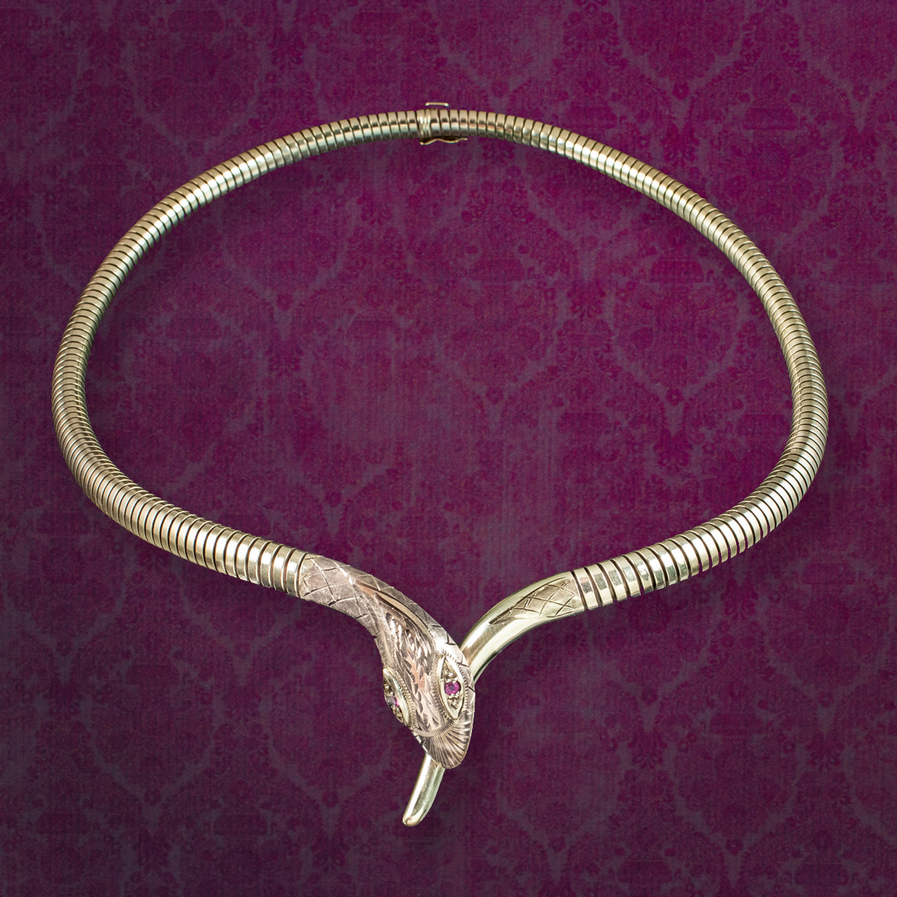 Vintage Snake Collar Necklace Ruby Eyes 9ct Gold Dated 1985 – Antique ...