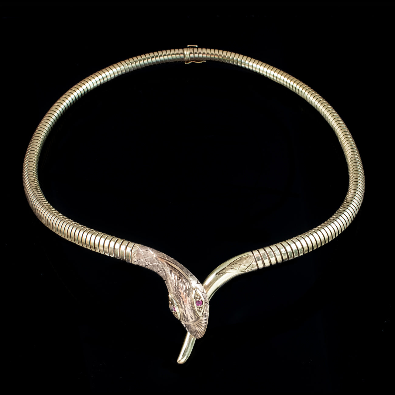 Vintage Snake Collar Necklace Ruby Eyes 9ct Gold Dated 1985 – Antique ...