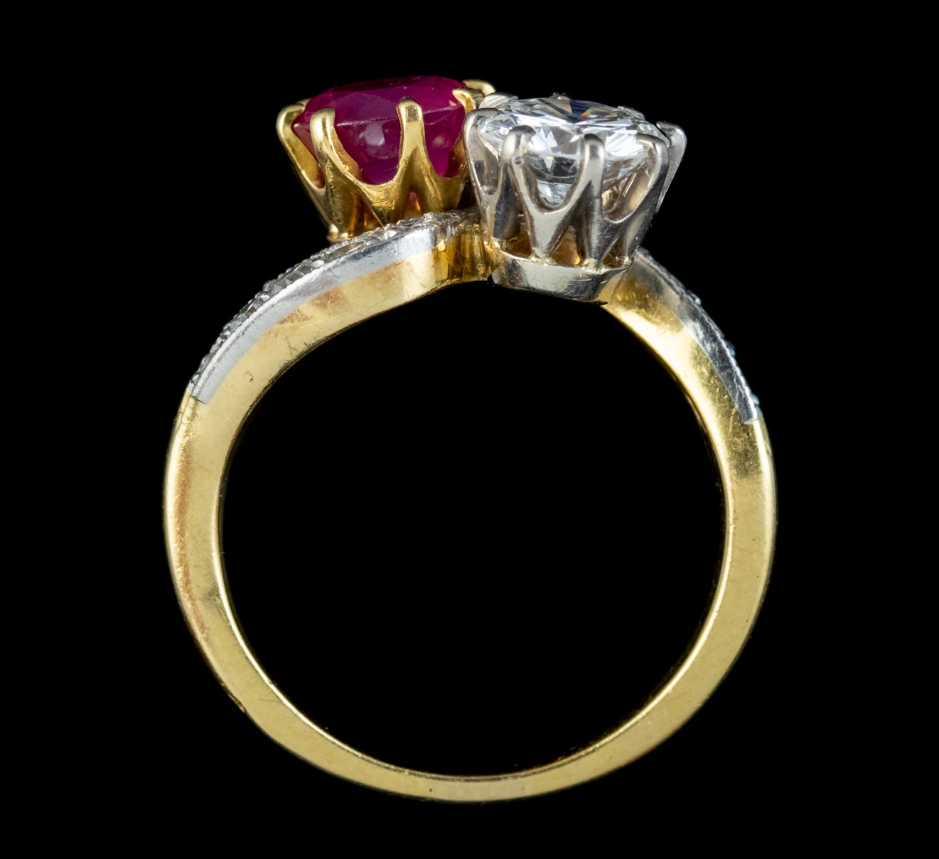 Antique Edwardian French 0.90Ct Ruby And Diamond Twist Ring Platinum 1 ...