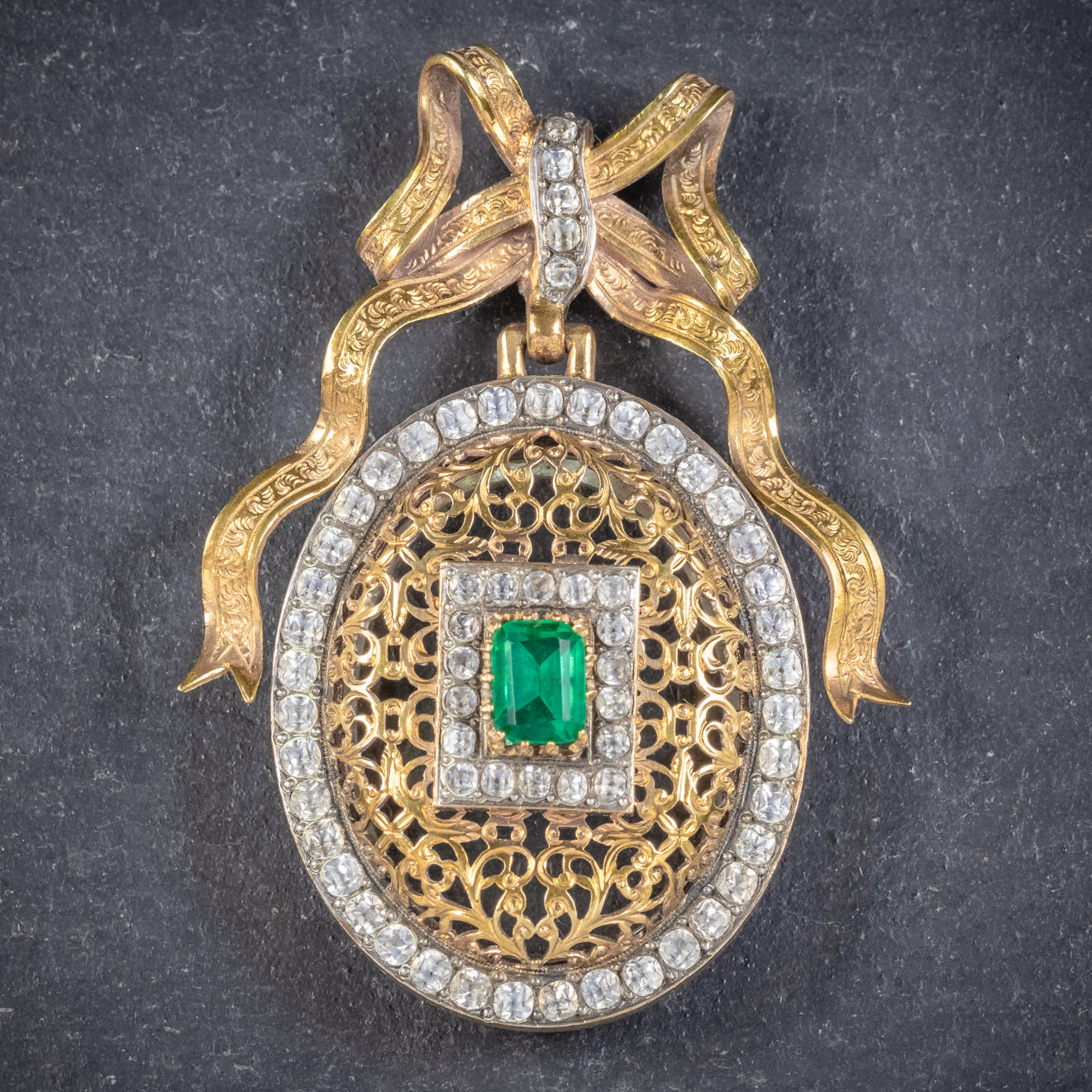 ANTIQUE VICTORIAN FRENCH 18CT GOLD GILT PASTE STONE LOCKET CIRCA 1900 ...
