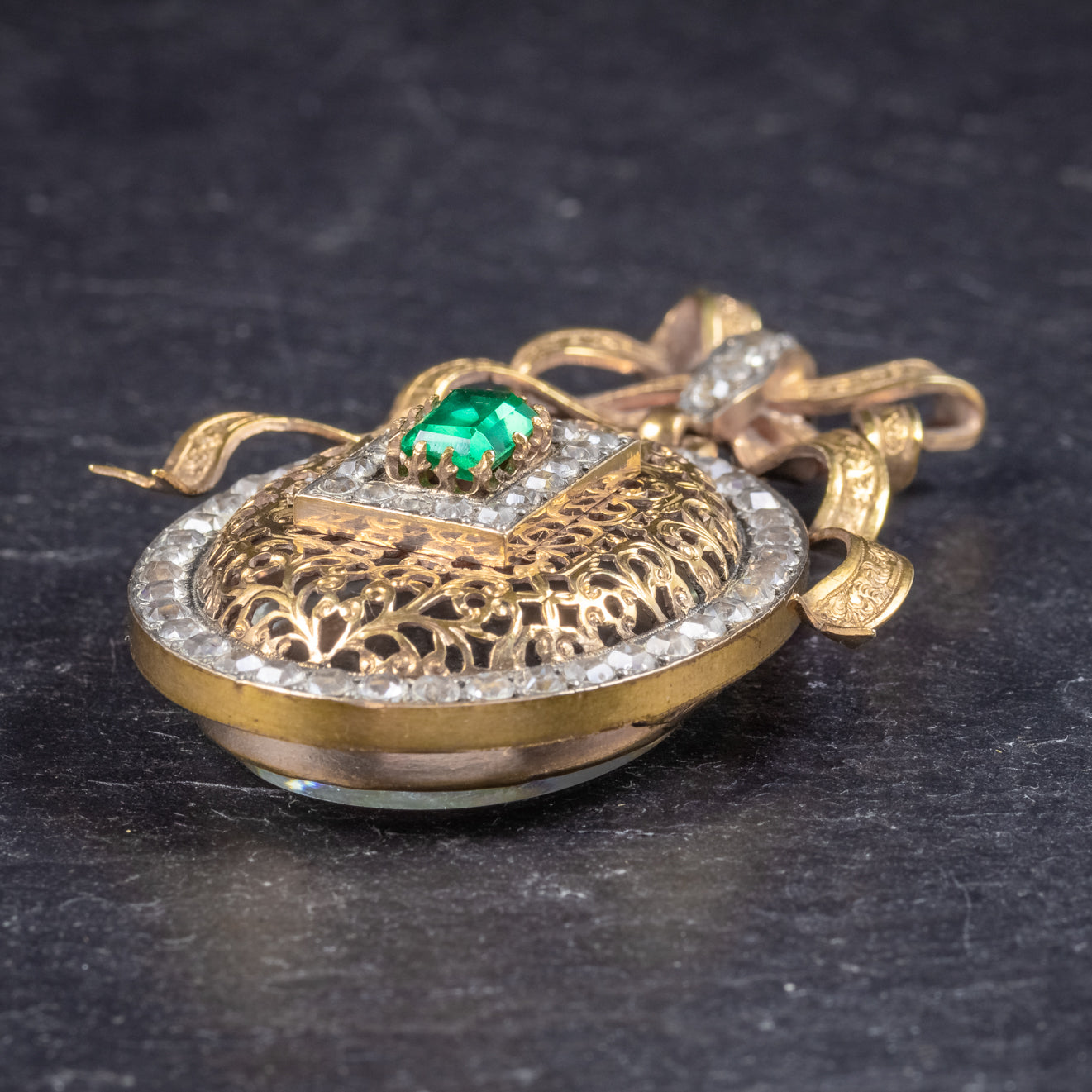 ANTIQUE VICTORIAN FRENCH 18CT GOLD GILT PASTE STONE LOCKET CIRCA 1900 ...