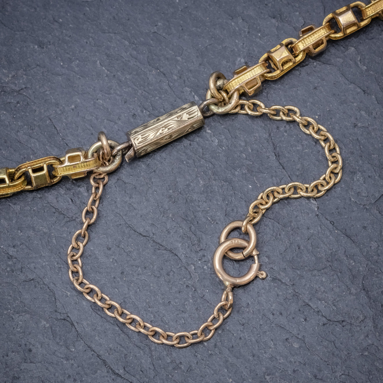 ANTIQUE VICTORIAN GUARD CHAIN 15CT GOLD LINK NECKLACE CIRCA 1880 ...