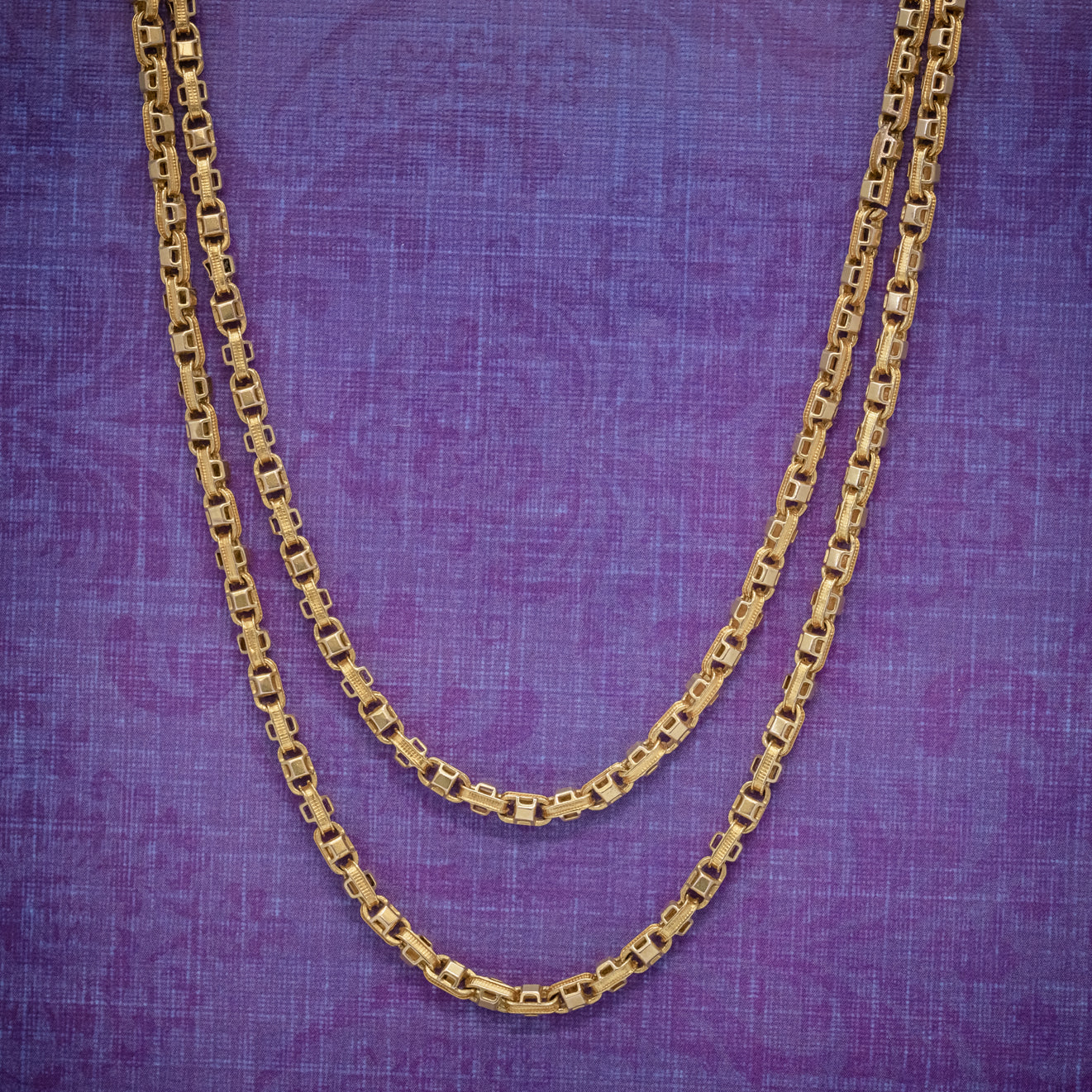 ANTIQUE VICTORIAN GUARD CHAIN 15CT GOLD LINK NECKLACE CIRCA 1880 ...