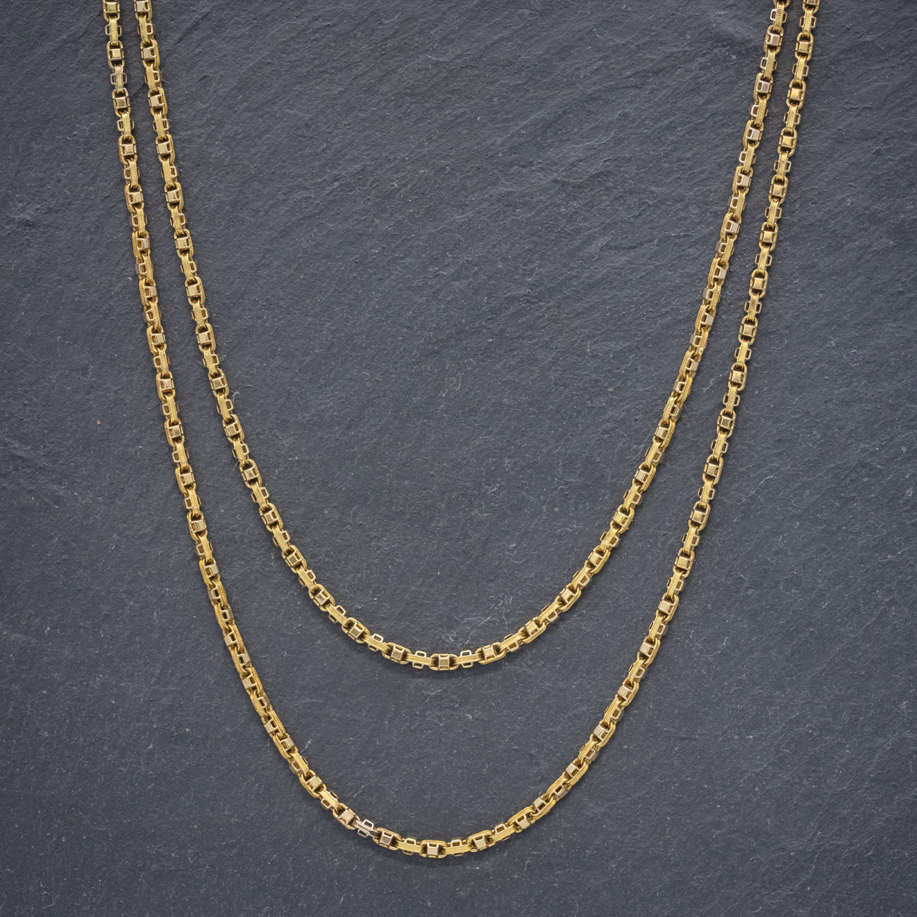 ANTIQUE VICTORIAN GUARD CHAIN 15CT GOLD LINK NECKLACE CIRCA 1880 ...