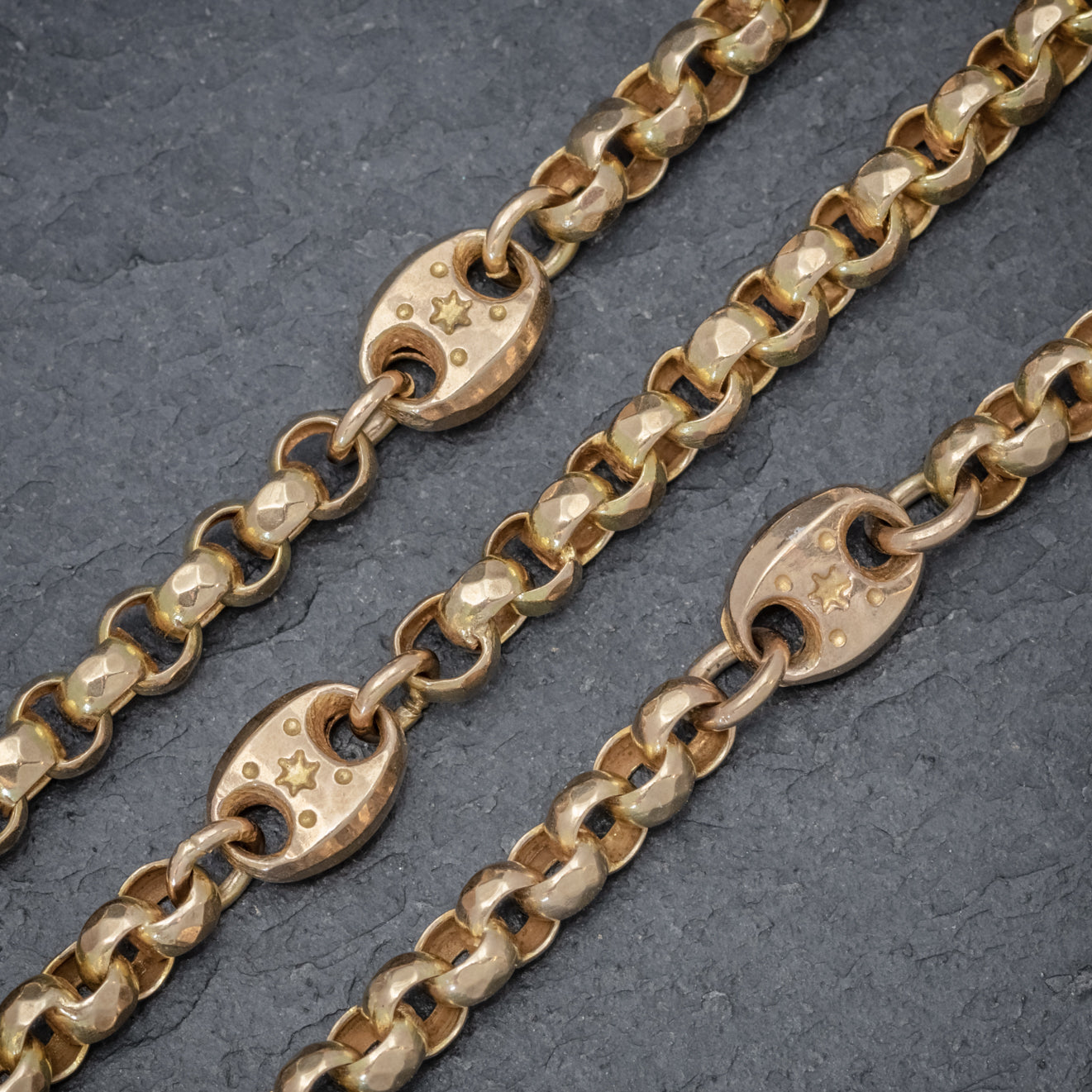 ANTIQUE VICTORIAN GUARD CHAIN SOLID 9CT GOLD LINK NECKLACE CIRCA 1880 ...