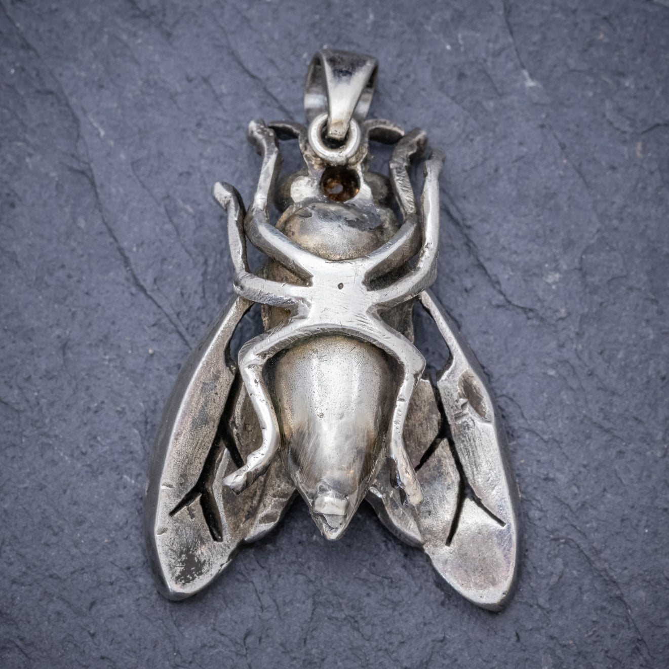 Antique Victorian Insect Paste Stone Pendant Silver Circa 1900 ...