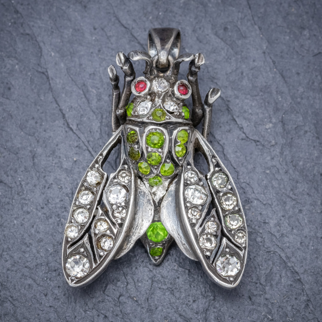 Antique Victorian Insect Paste Stone Pendant Silver Circa 1900 ...