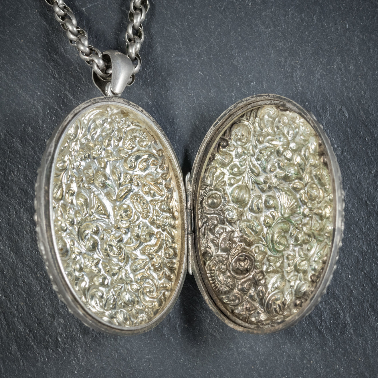 Antique Victorian Silver Floral Locket Necklace Circa 1900 – Antique ...