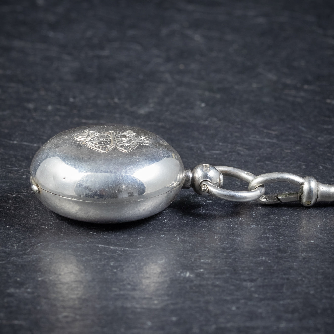 Antique Victorian Sterling Silver Sovereign Locket Necklace Guard Chai ...