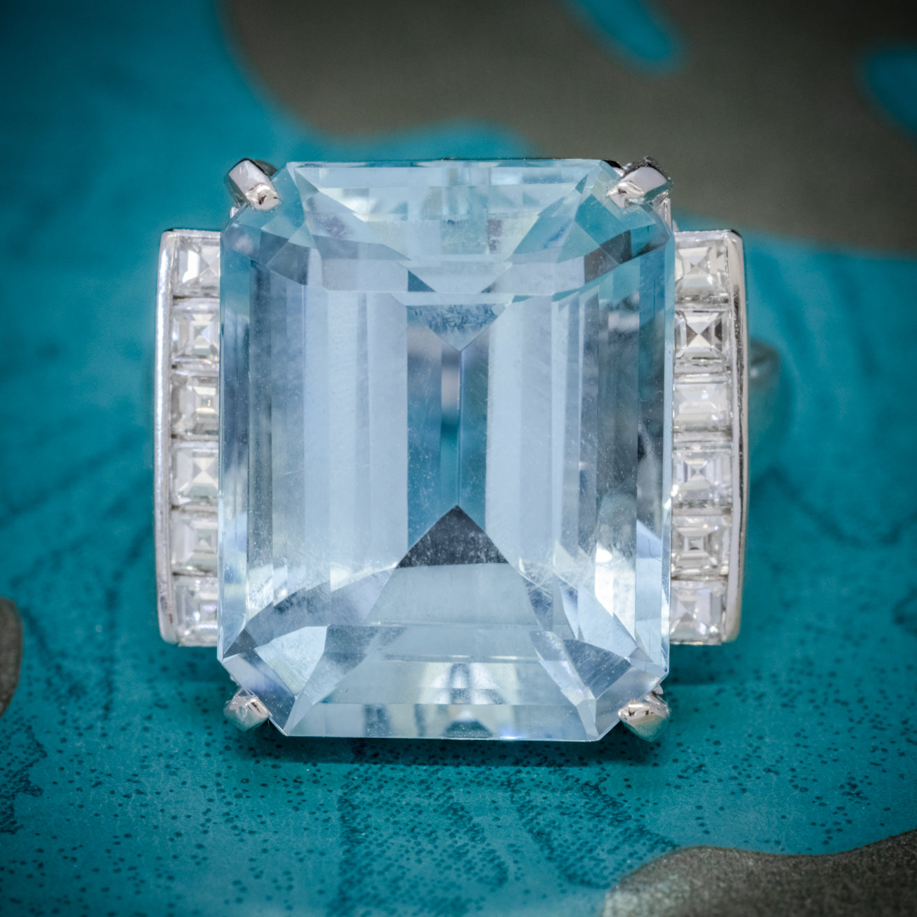 ART DECO AQUAMARINE RING PLATINUM 12CT AQUA CIRCA 1930 – Antique ...