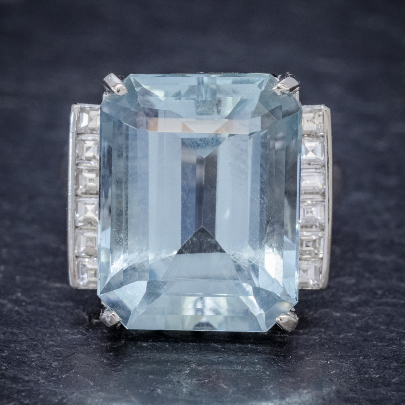 ART DECO AQUAMARINE RING PLATINUM 12CT AQUA CIRCA 1930 – Antique ...