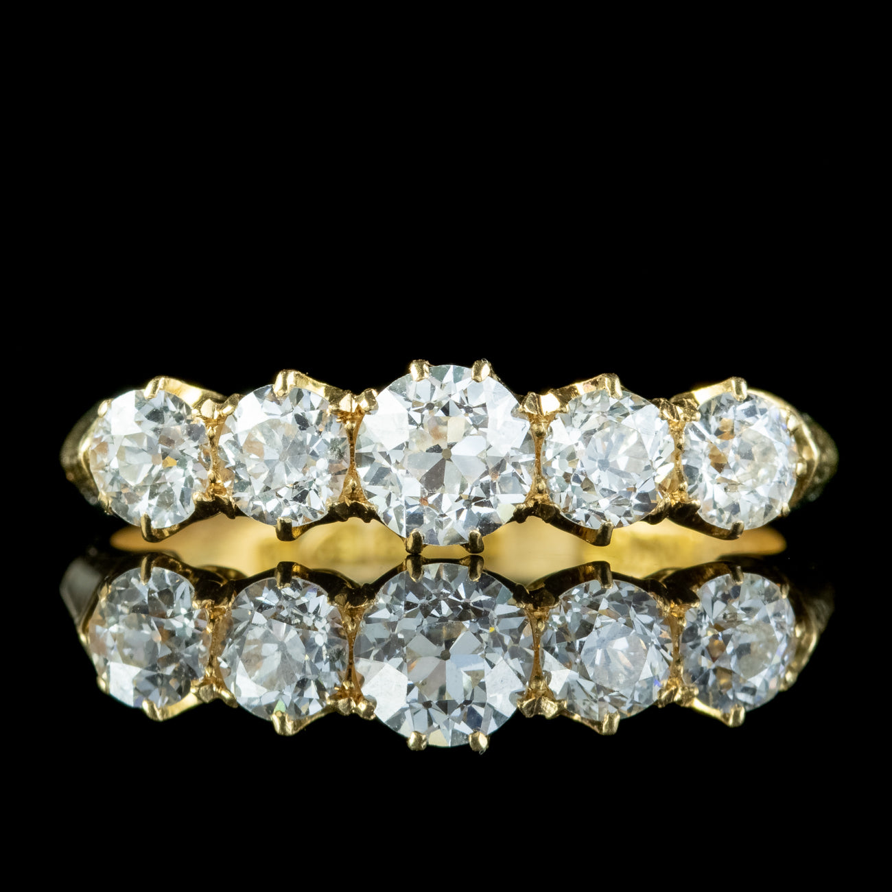 Antique Edwardian Diamond Five Stone Ring 1.4ct Diamond Dated 1909 ...