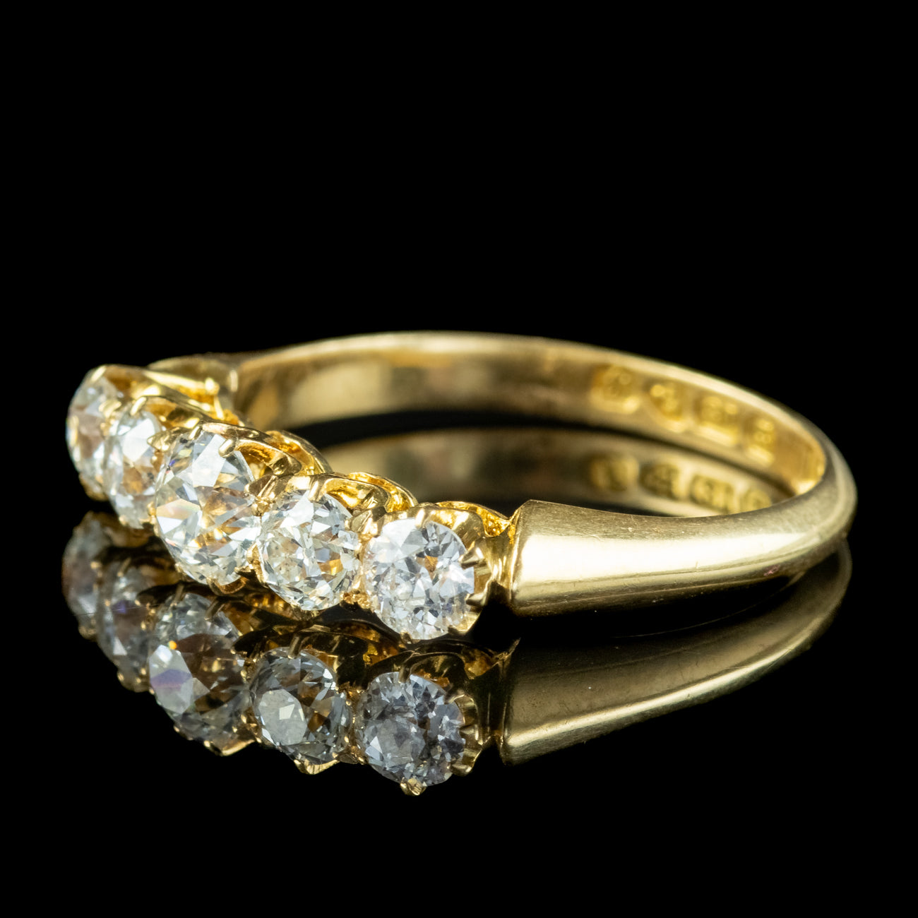 Antique Edwardian Diamond Five Stone Ring 1.4ct Diamond Dated 1909 ...