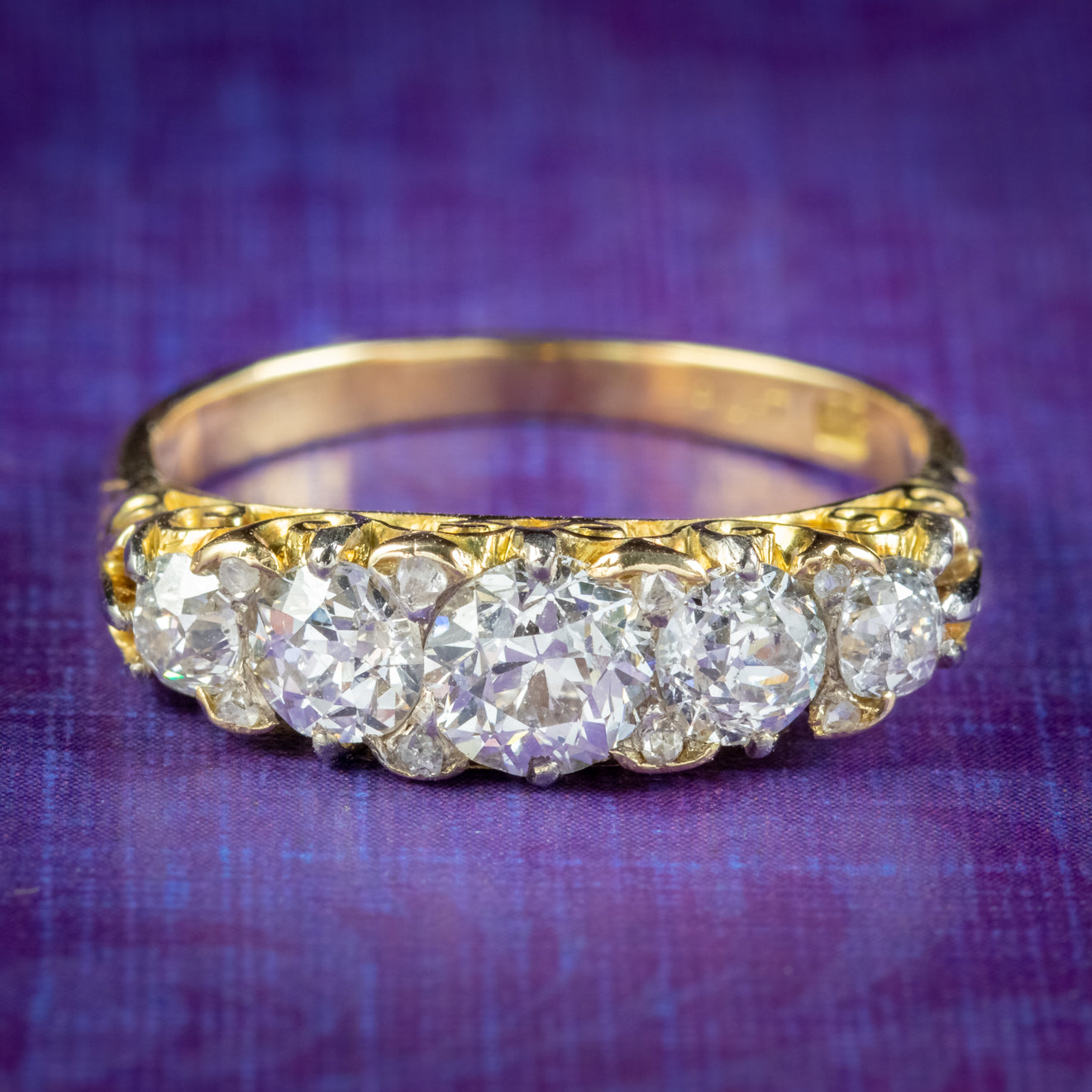 ANTIQUE EDWARDIAN OLD CUT DIAMOND RING 18CT GOLD PLATINUM 2CT OF DIAMO ...