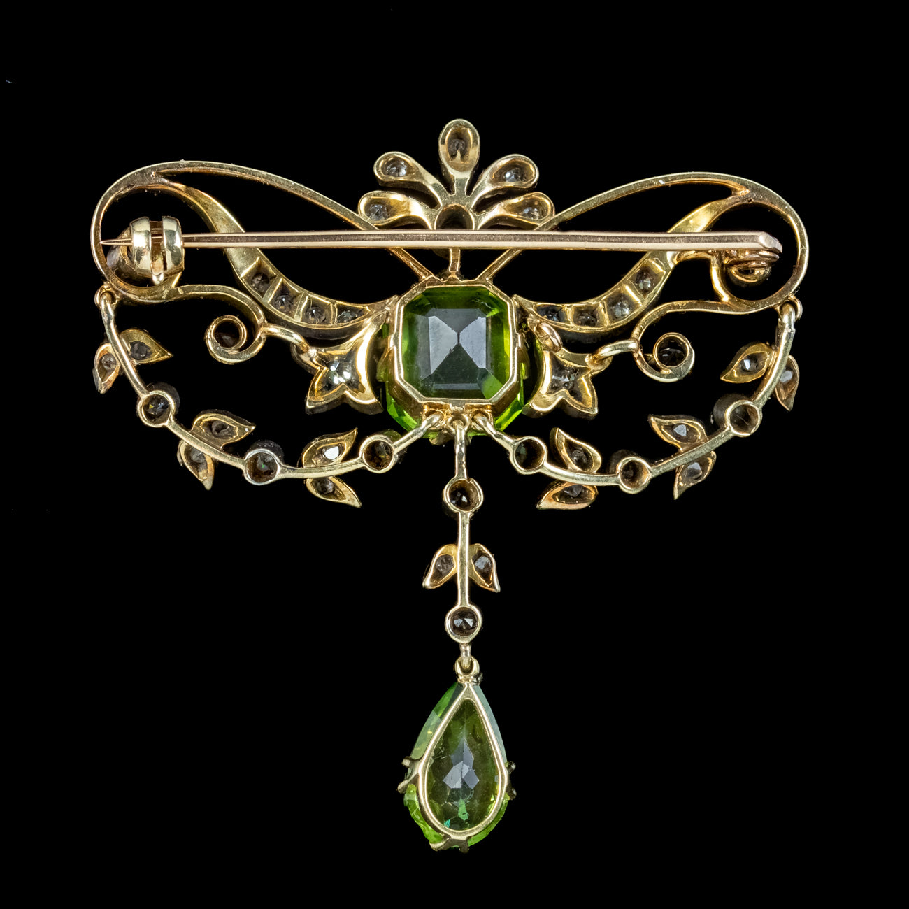 Antique Edwardian Peridot Diamond Brooch 18ct Gold Silver – Antique ...