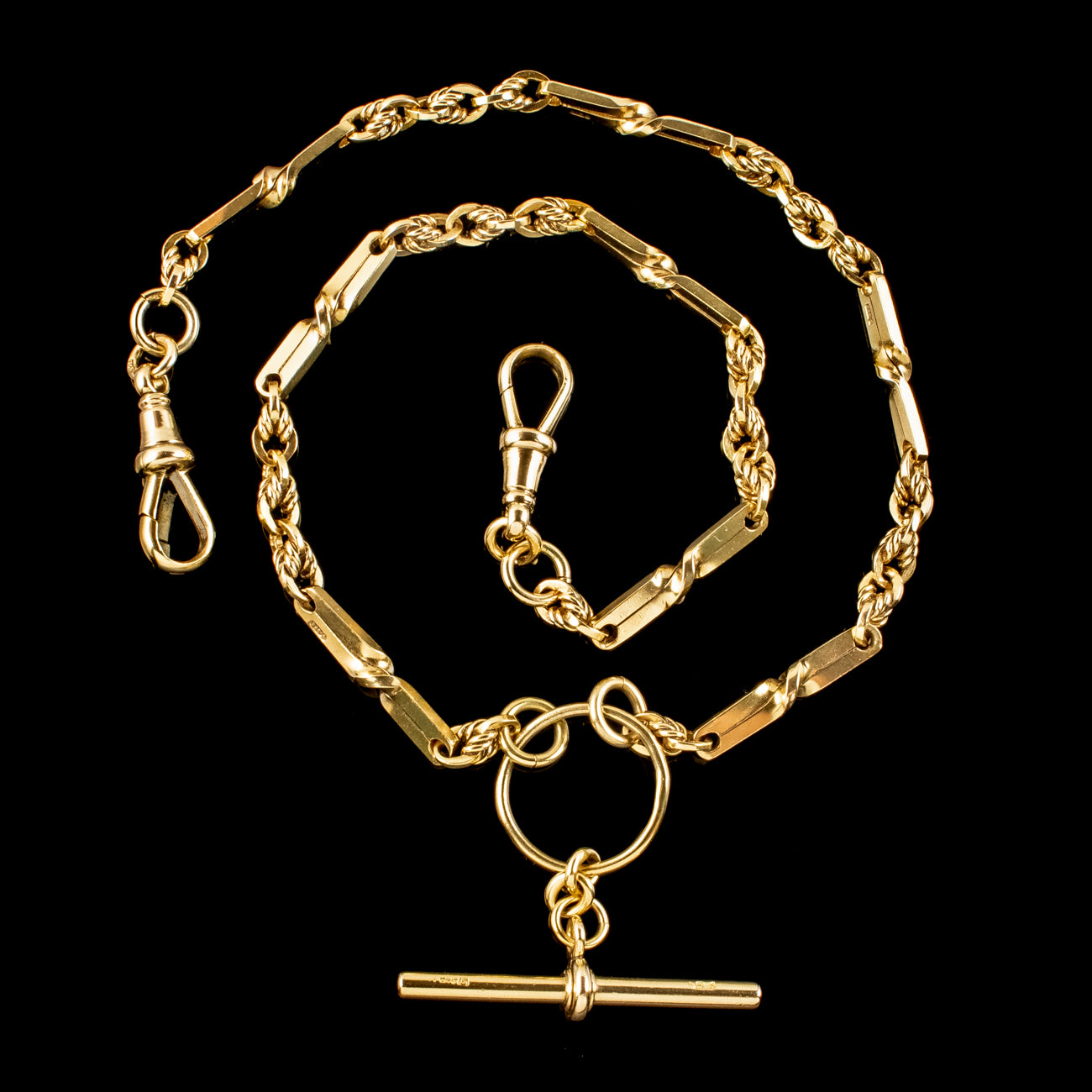 Antique Victorian Albert Chain 9ct Gold With T-Bar – Antique Jewellery ...