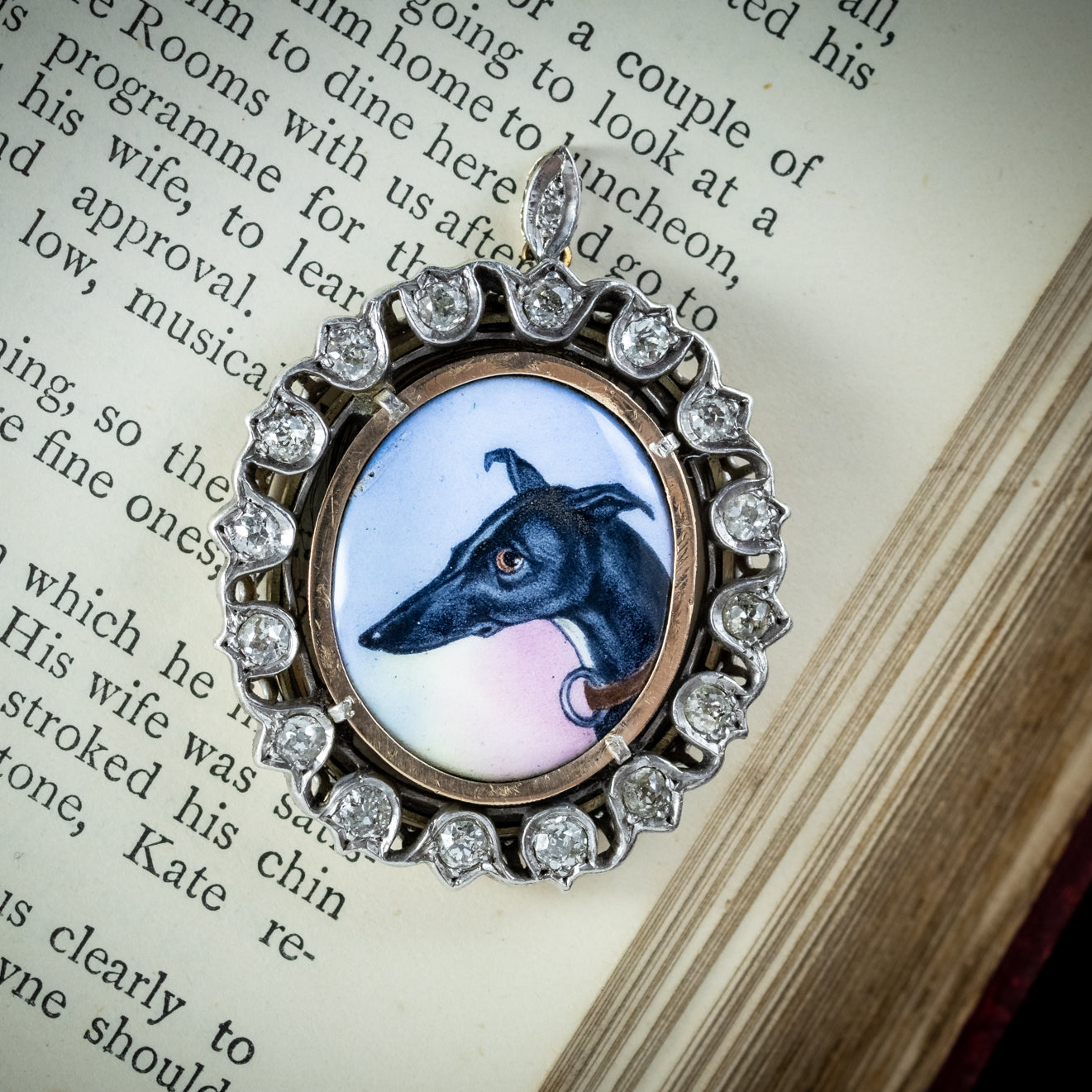 ANTIQUE VICTORIAN DIAMOND GREYHOUND LOCKET PENDANT SILVER CIRCA 1870 ...