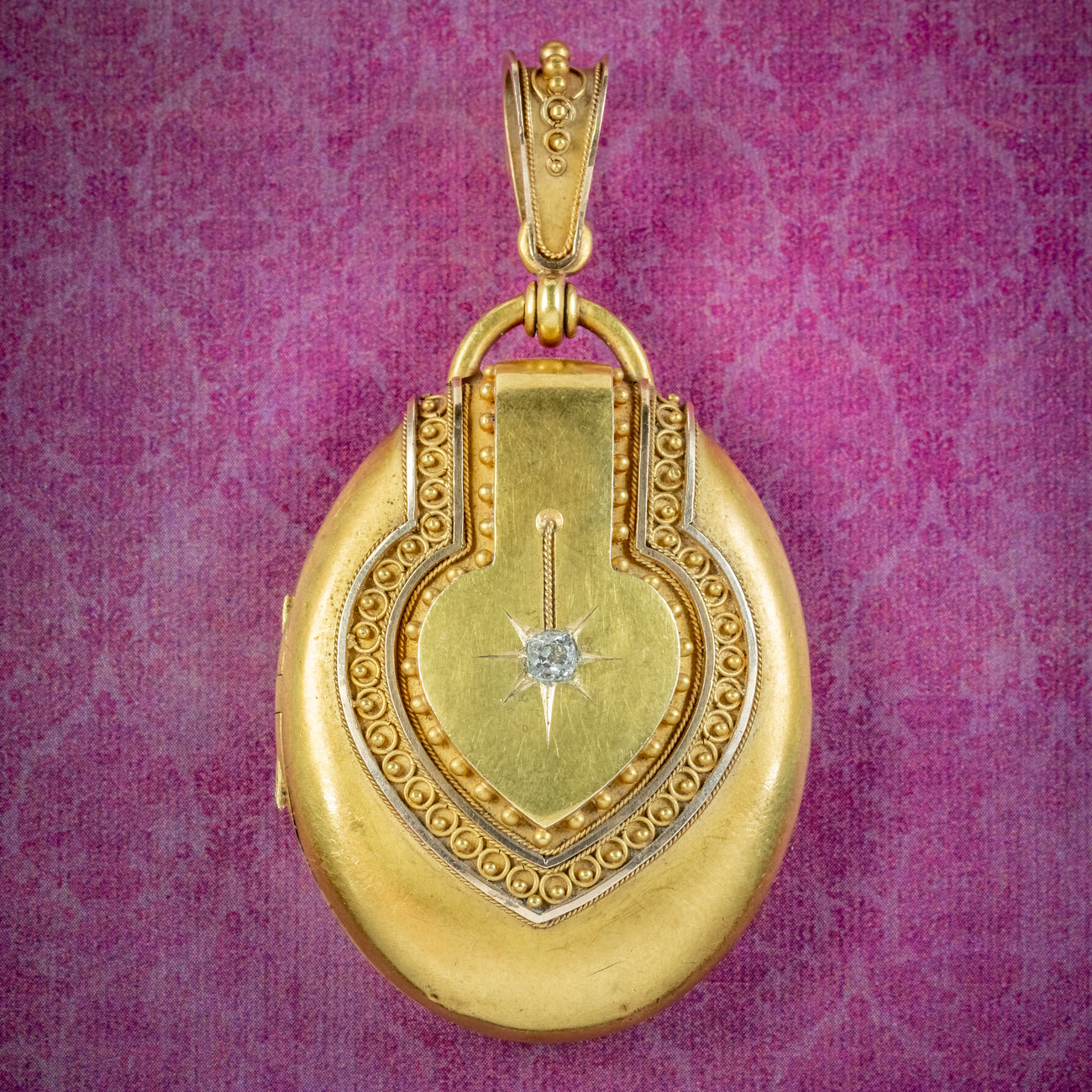 Antique Victorian Etruscan Diamond Locket 18ct Gold – Antique Jewellery ...