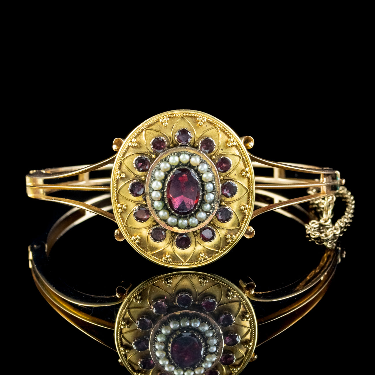 Antique Victorian Etruscan Garnet Pearl Bangle 18ct Gold – Antique ...