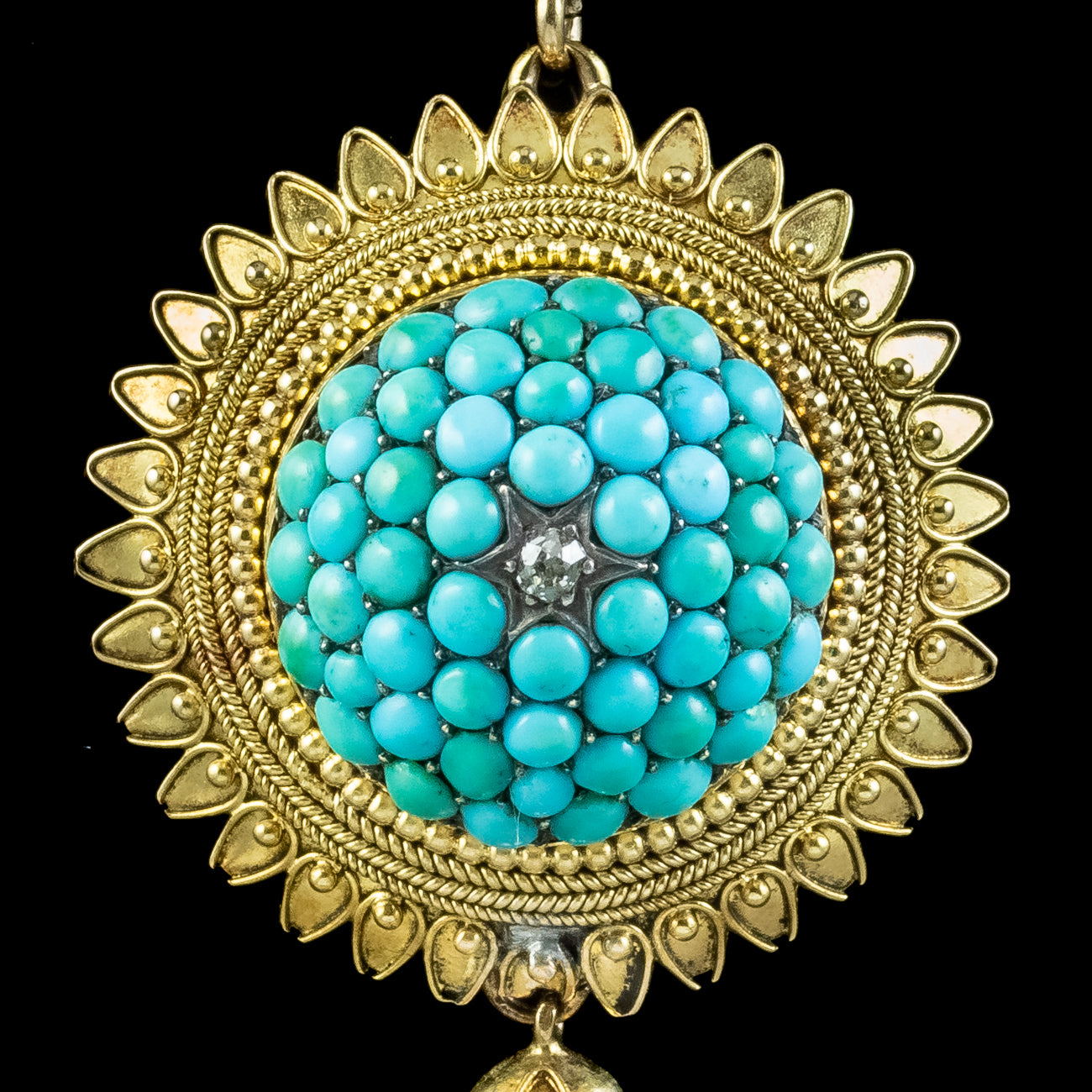 Antique Victorian Etruscan Turquoise Locket Pendant Necklace 18ct Gold ...
