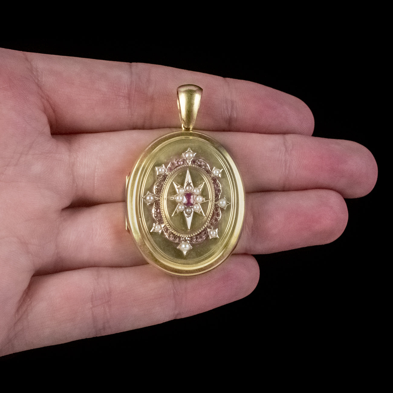 Antique Victorian Ruby Pearl Star Locket 18ct Gold – Antique Jewellery ...