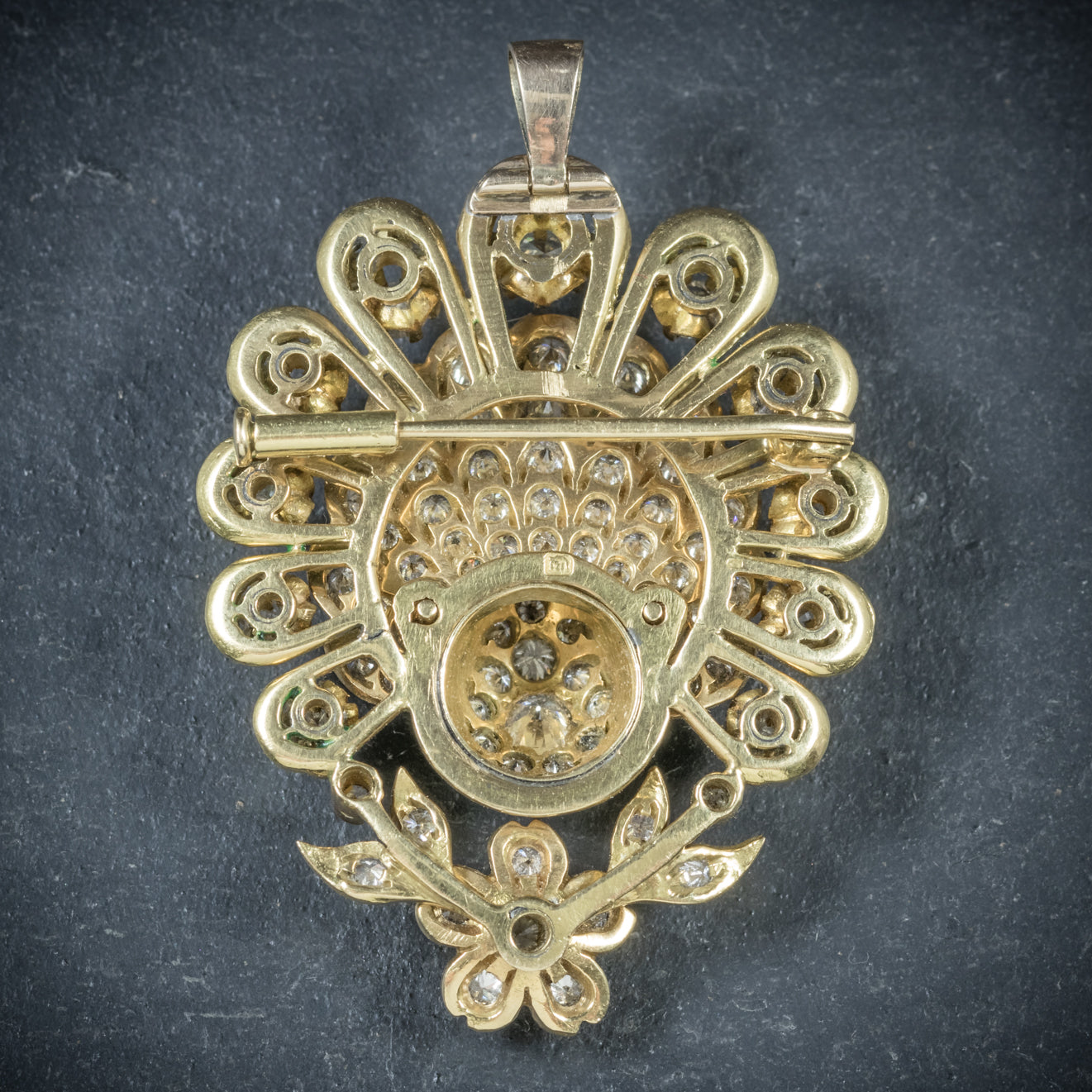 Diamond Peacock Pendant 18ct Gold brooch – Antique Jewellery Online