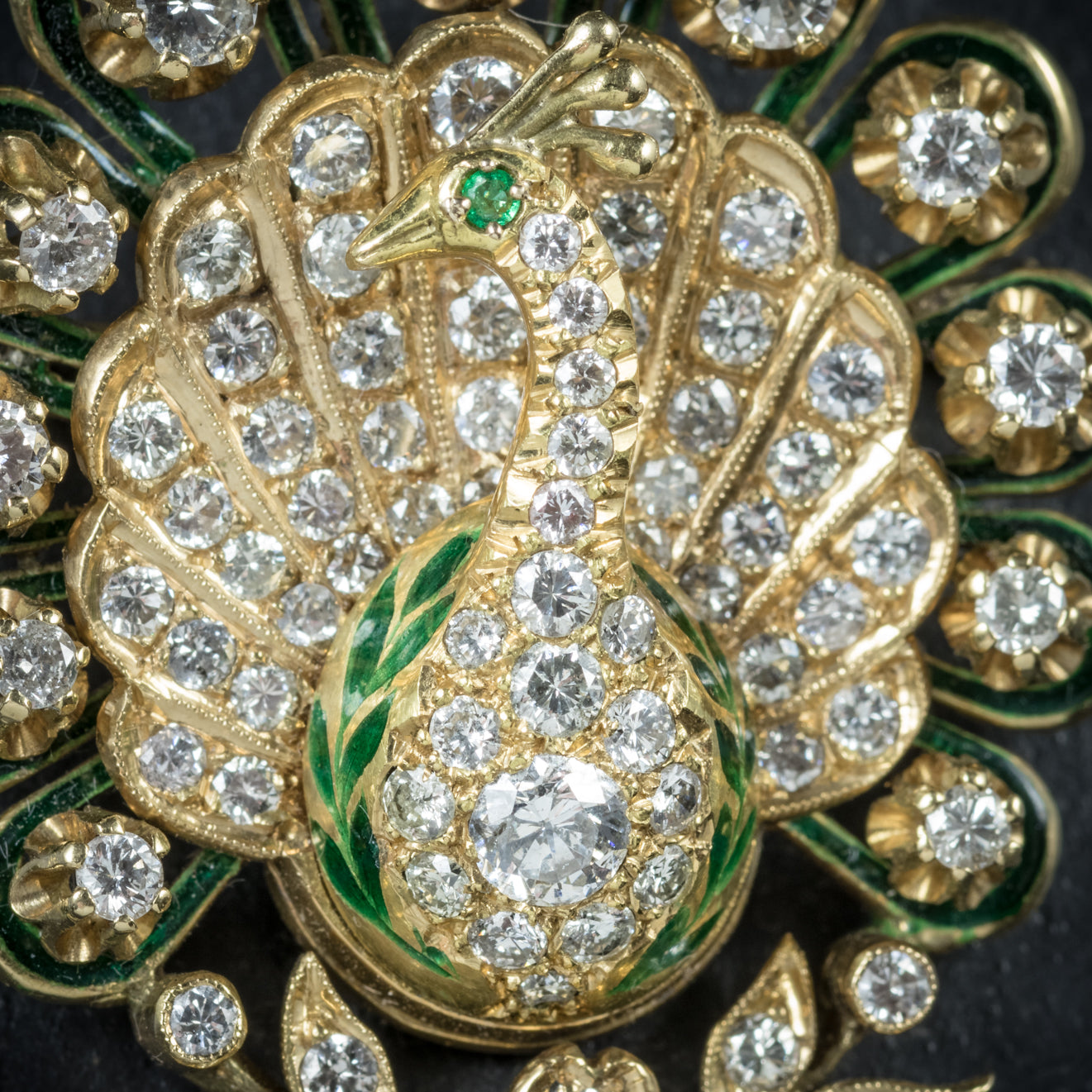 Diamond Peacock Pendant 18ct Gold brooch – Antique Jewellery Online