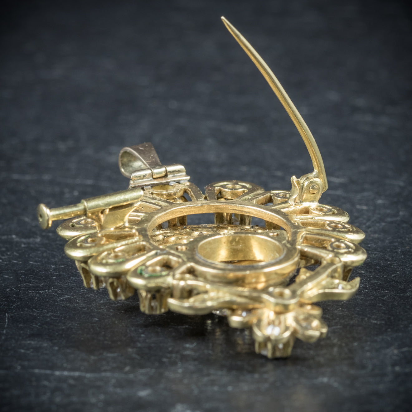 Diamond Peacock Pendant 18ct Gold brooch – Antique Jewellery Online