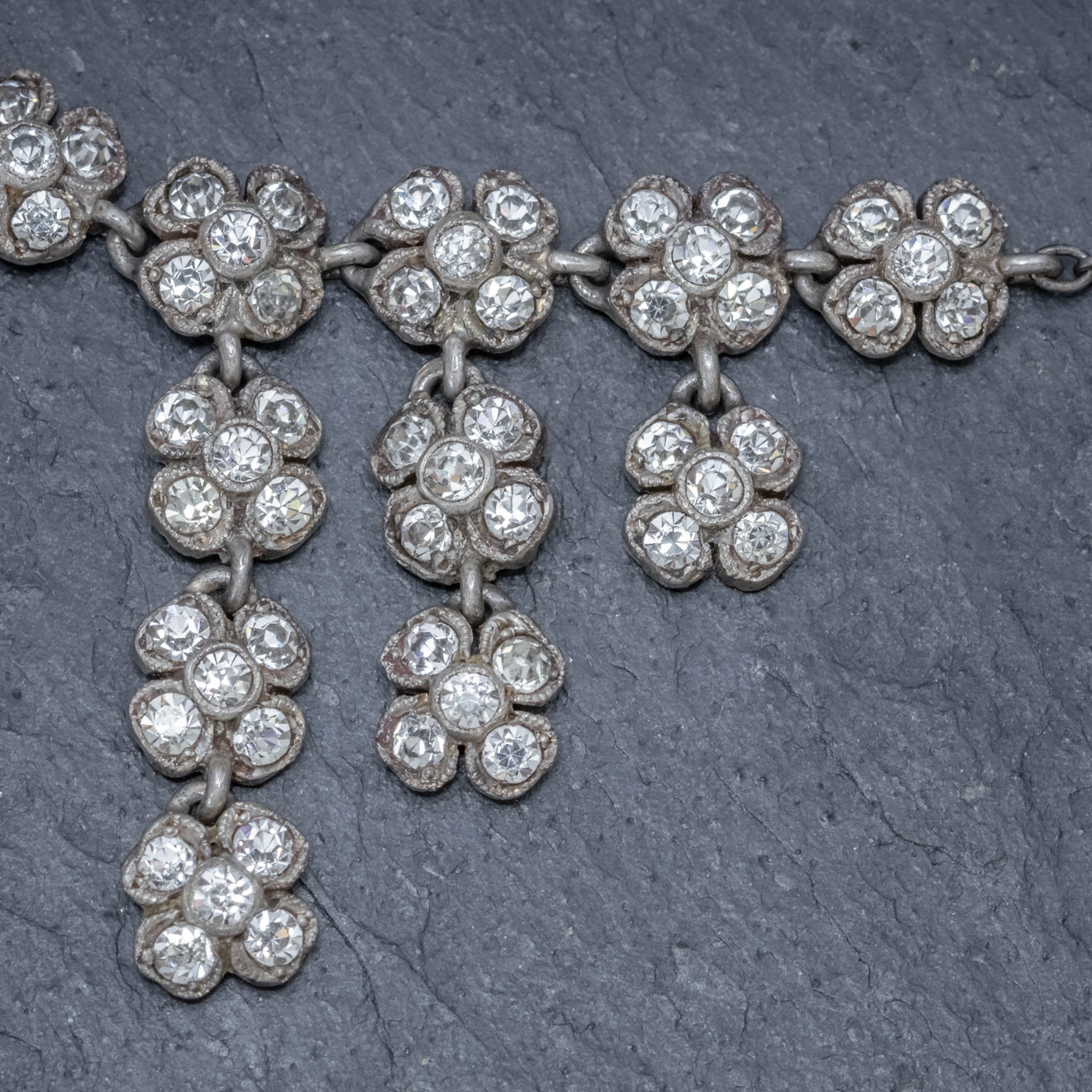 Antique Victorian Garland Necklace Paste Stone Flowers Silver Circa 18 ...