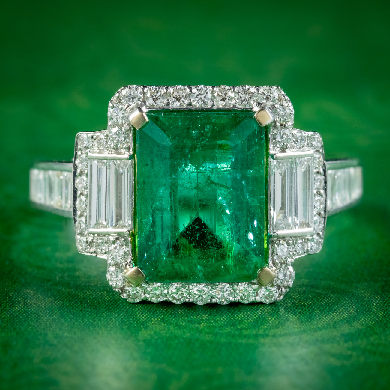 Art Deco Style Emerald Diamond Ring 3.5Ct Emerald – Antique Jewellery ...