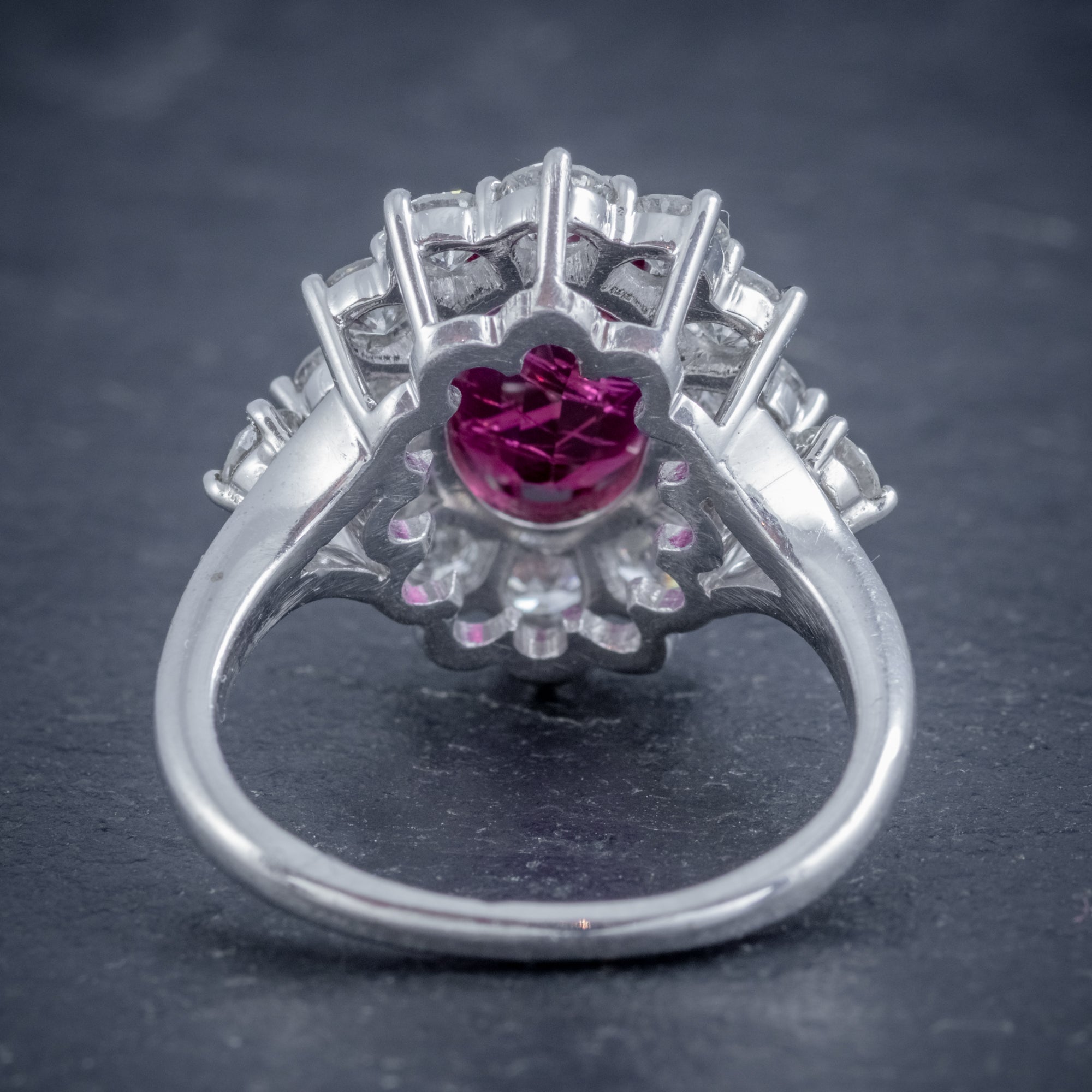 Vintage Ruby Diamond Cluster Ring Natural 3.20Ct Ruby 2.50Ct Diamonds ...