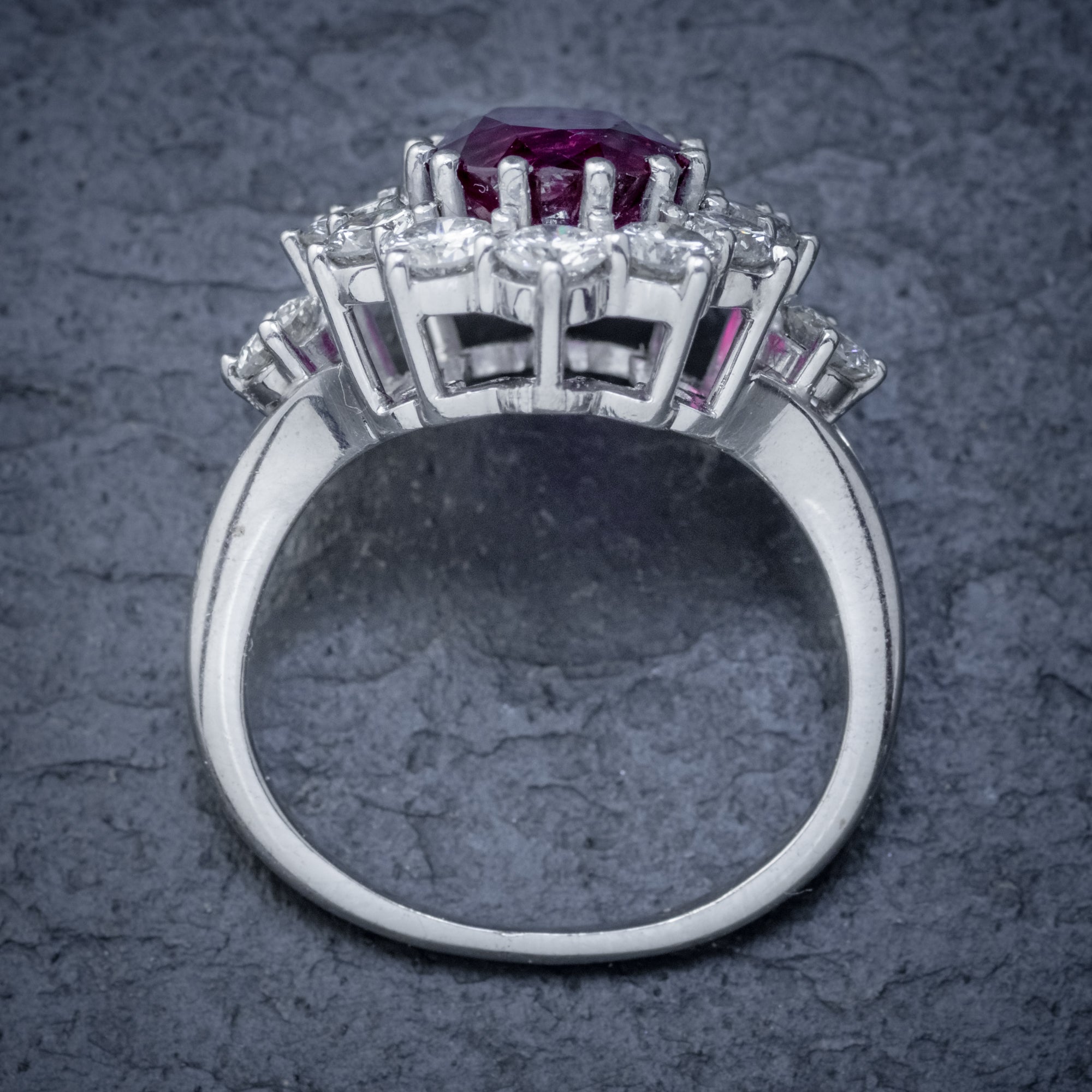 Vintage Ruby Diamond Cluster Ring Natural 3.20Ct Ruby 2.50Ct Diamonds – Antique Jewellery Online