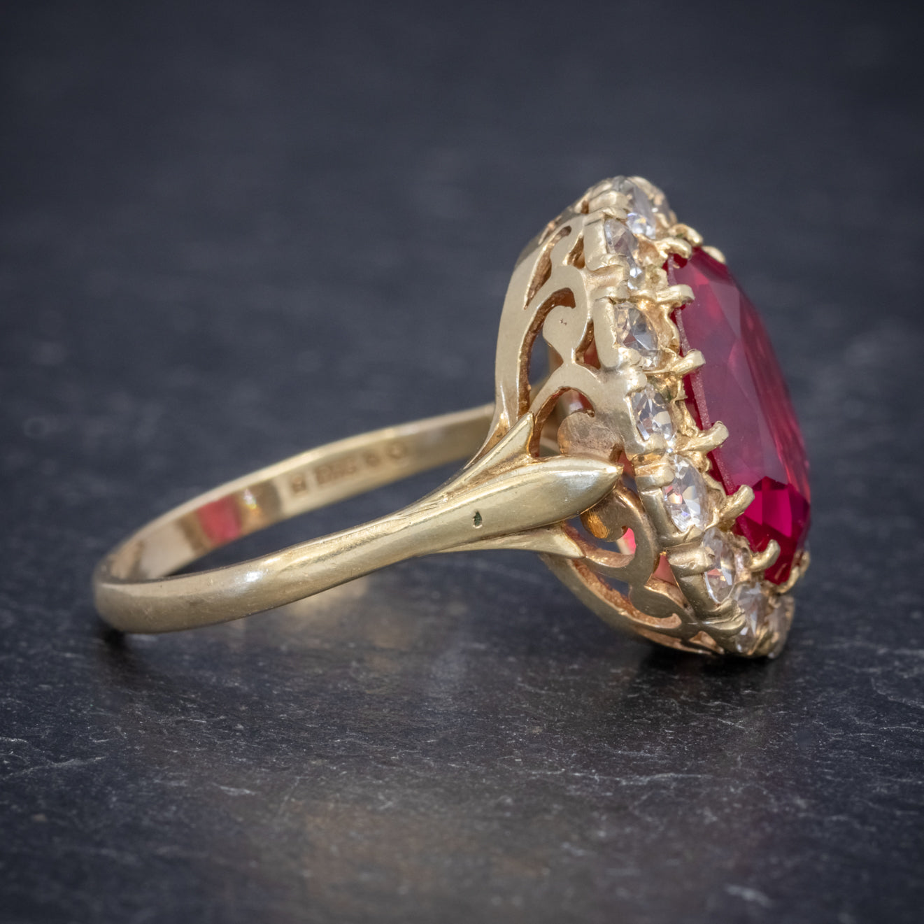 VINTAGE RUBY CLUSTER RING 9CT GOLD 6.5CT RUBY DATED 1971 – Antique ...