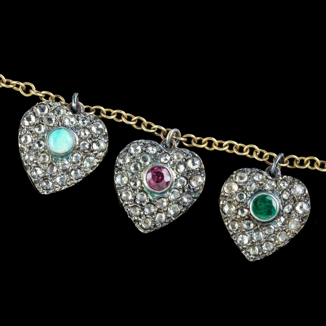 Victorian Style Acrostic Gemstone Adore Heart Charm Necklace – Antique ...