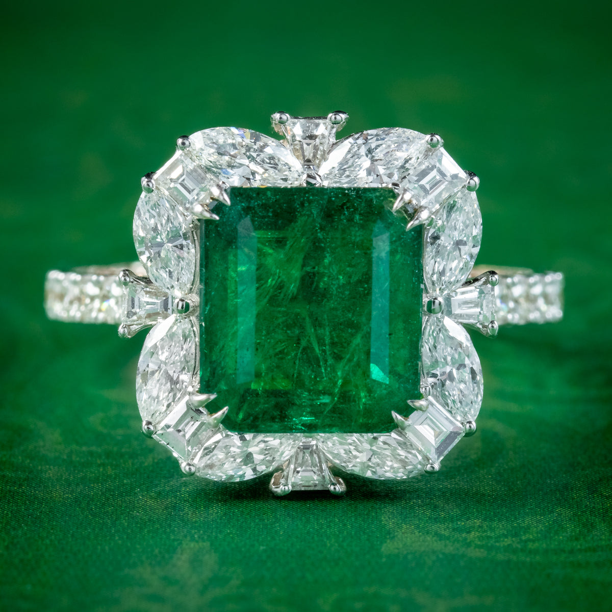 victorian emerald cluster ring